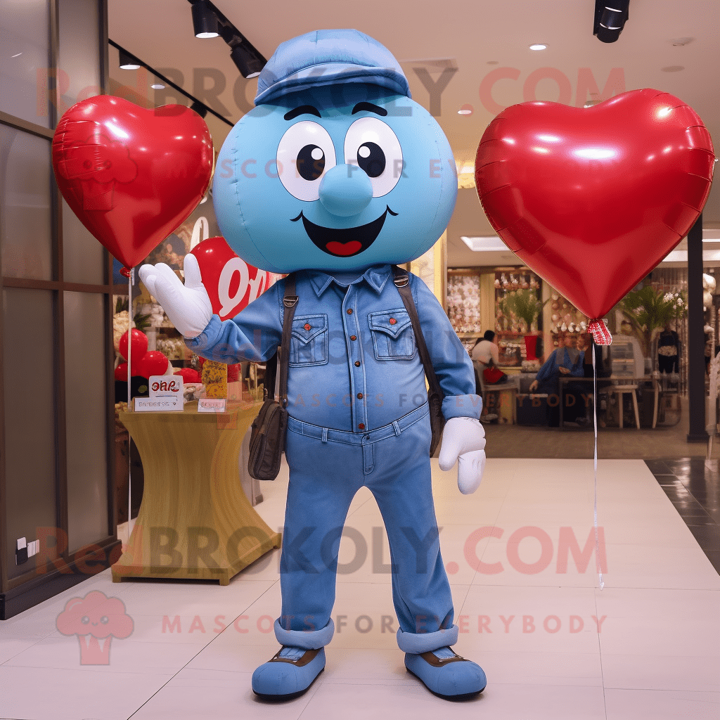 Sky Blue Heart Shaped Balloons REDBROKOLY mascot costume character ...