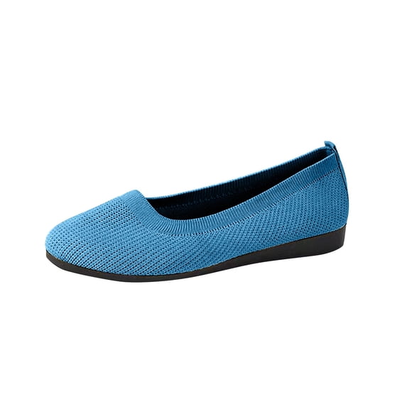Sky Blue Ladies Flexible Flat Casual Work Shoes With Round Toe And Airy ...