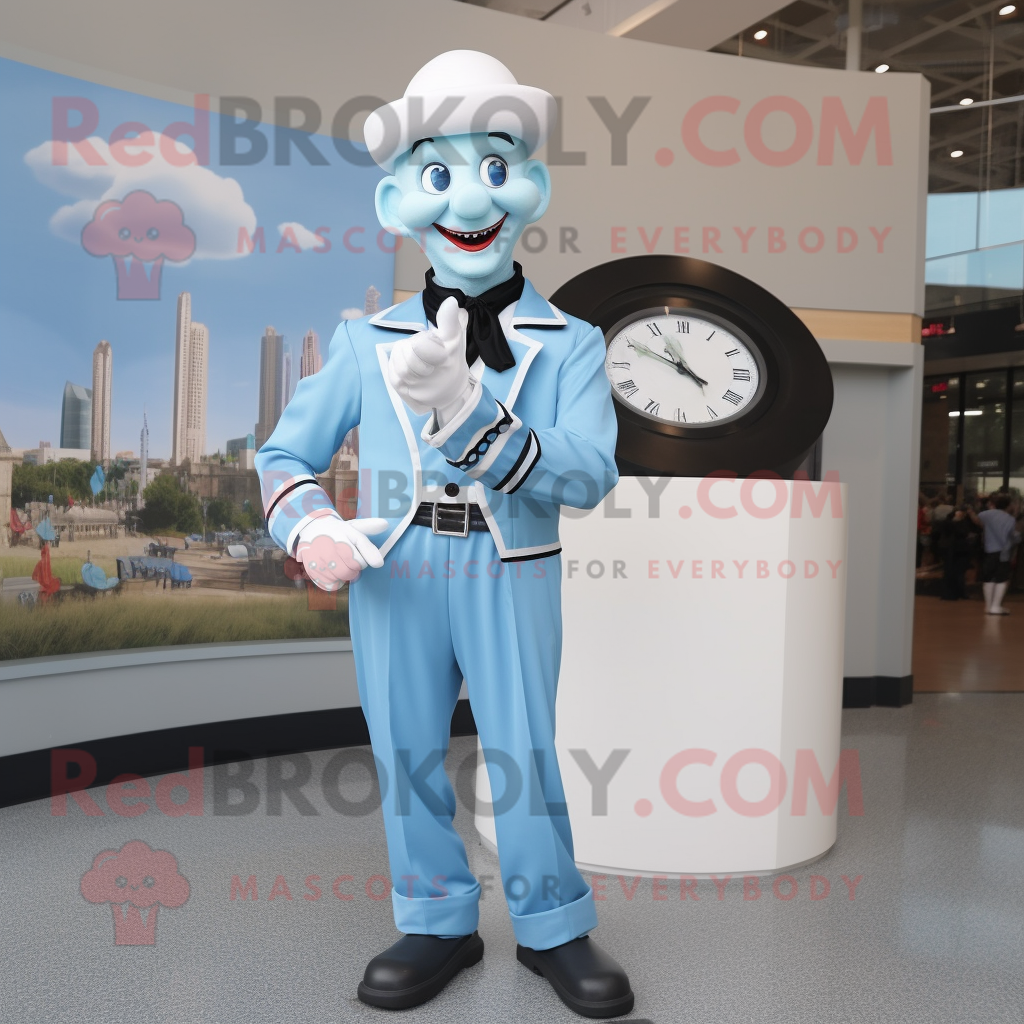 Sky Blue Mime REDBROKOLY mascot costume character dressed with a Dress ...