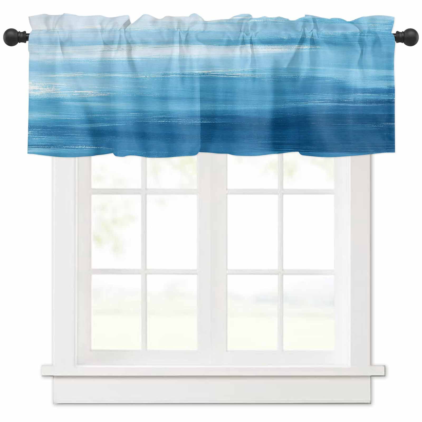 Sky Blue Ocean Valances for Windows Farmhouse Kitchen Curtains Valances ...