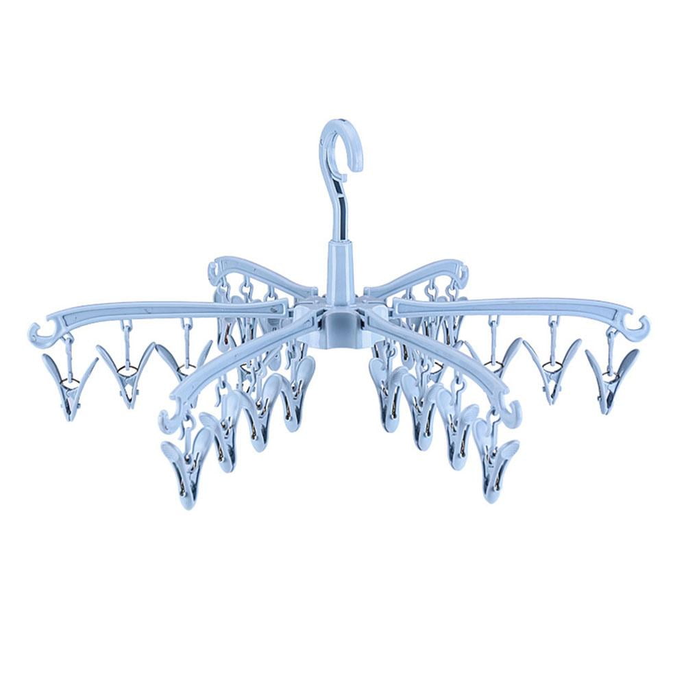 Sky Blue Plastic 24 Clip Foldable Sock Rack Baby Small Items Underwear ...