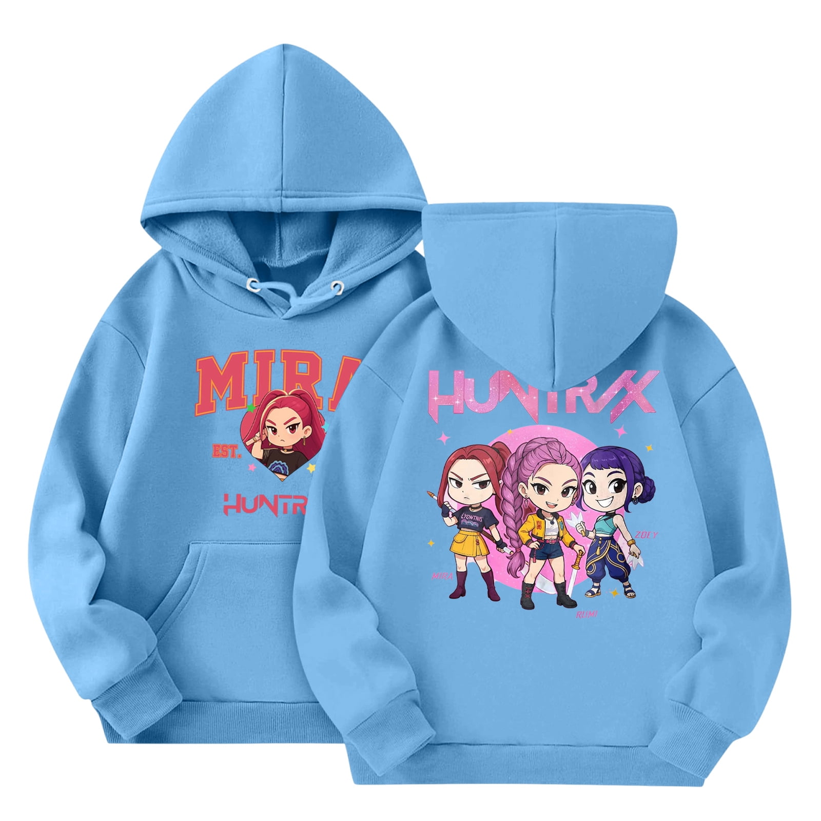Sky Blue Rumi Mira Zoey Graphic Hoodie for Girls Kids 10-12 Years KPop ...