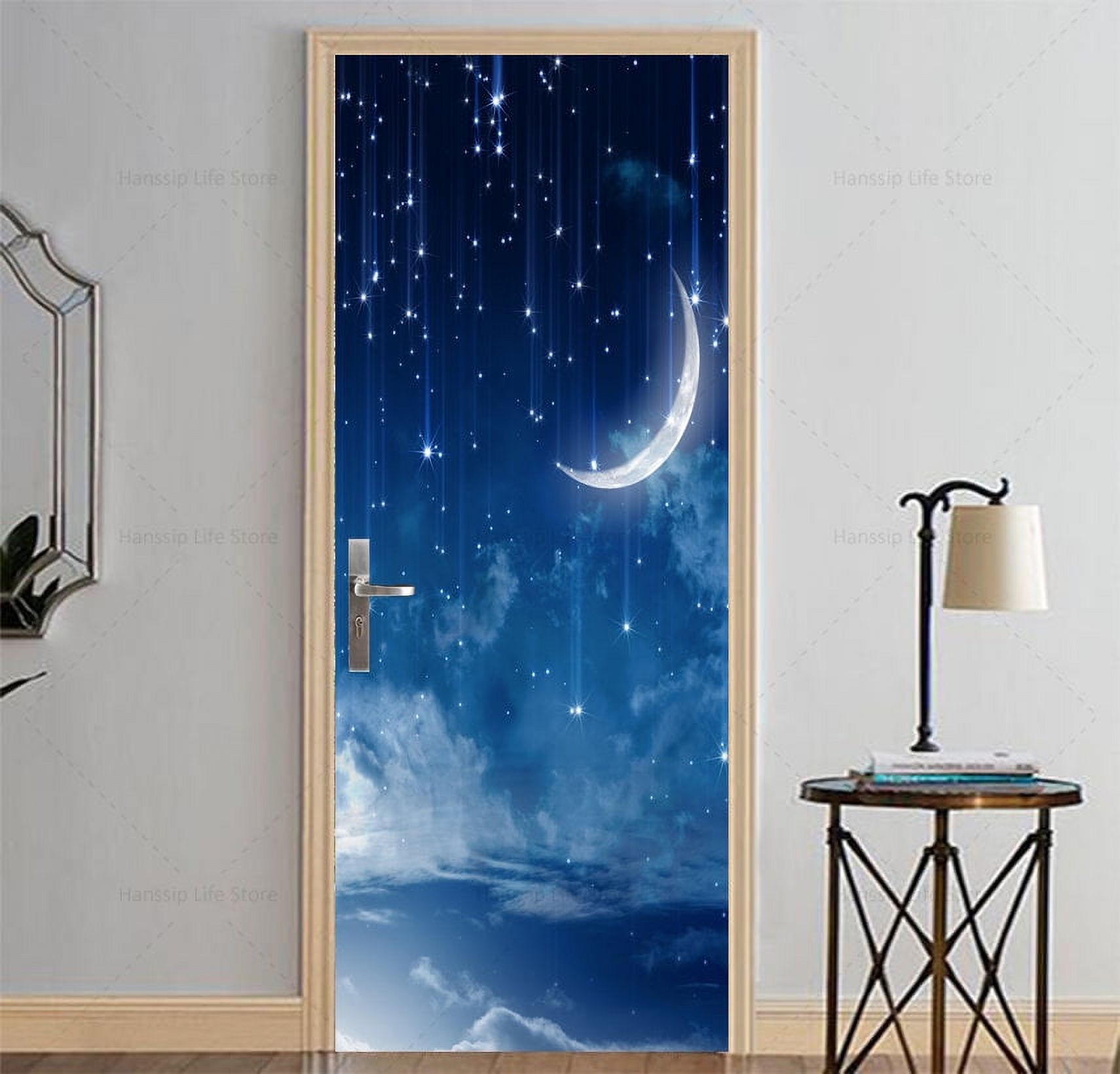 Sky Blue Sea Door Stickers PVC Waterproof Immersive Relaxation ...