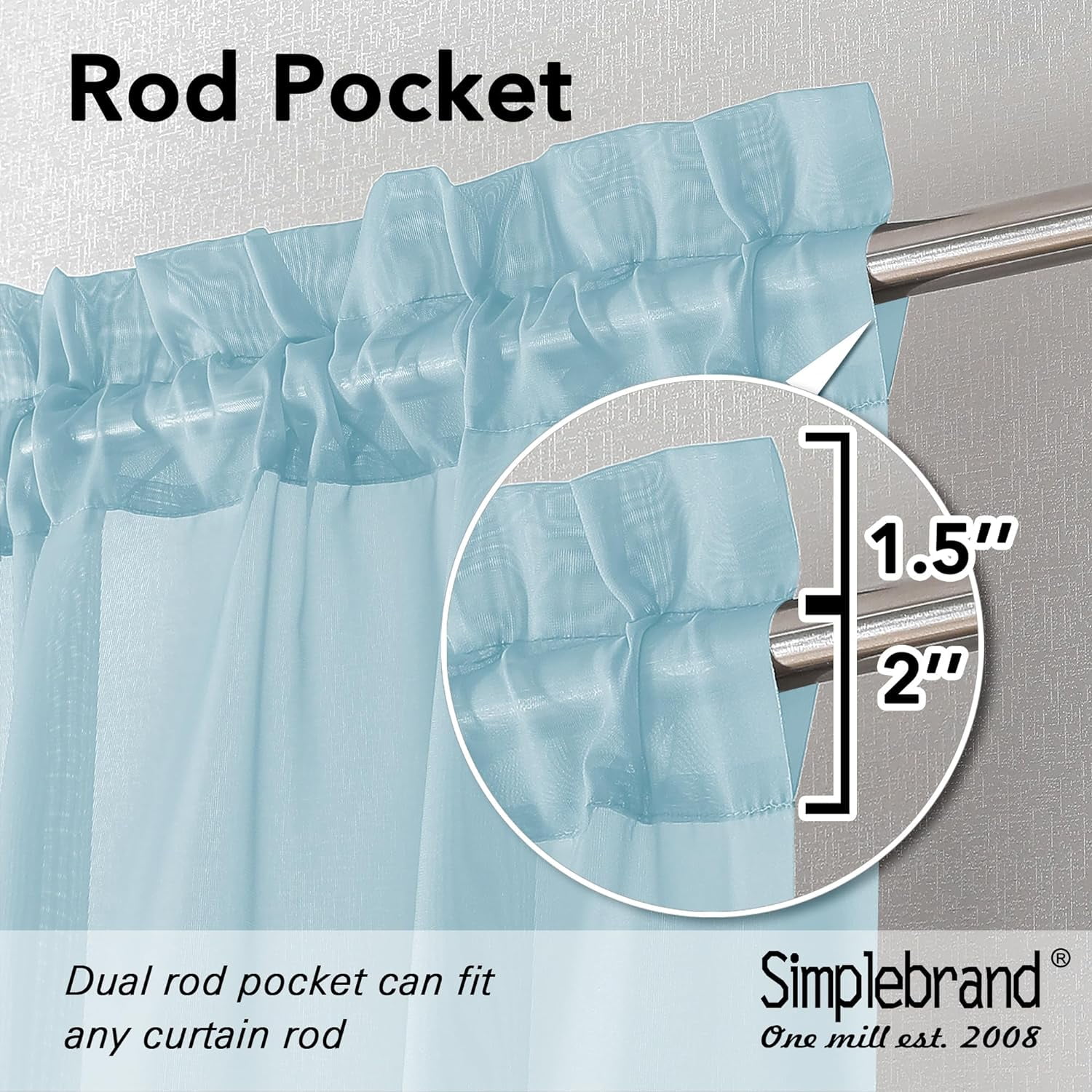 Sky Blue Sheer Curtains 84 Inches Long, Light Filtering Rod Pocket ...