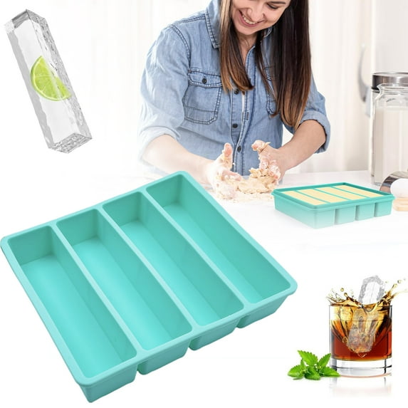 Sky Blue Silicone Butter Mold Tray, Long Rectangle Ice Cube Tray ...