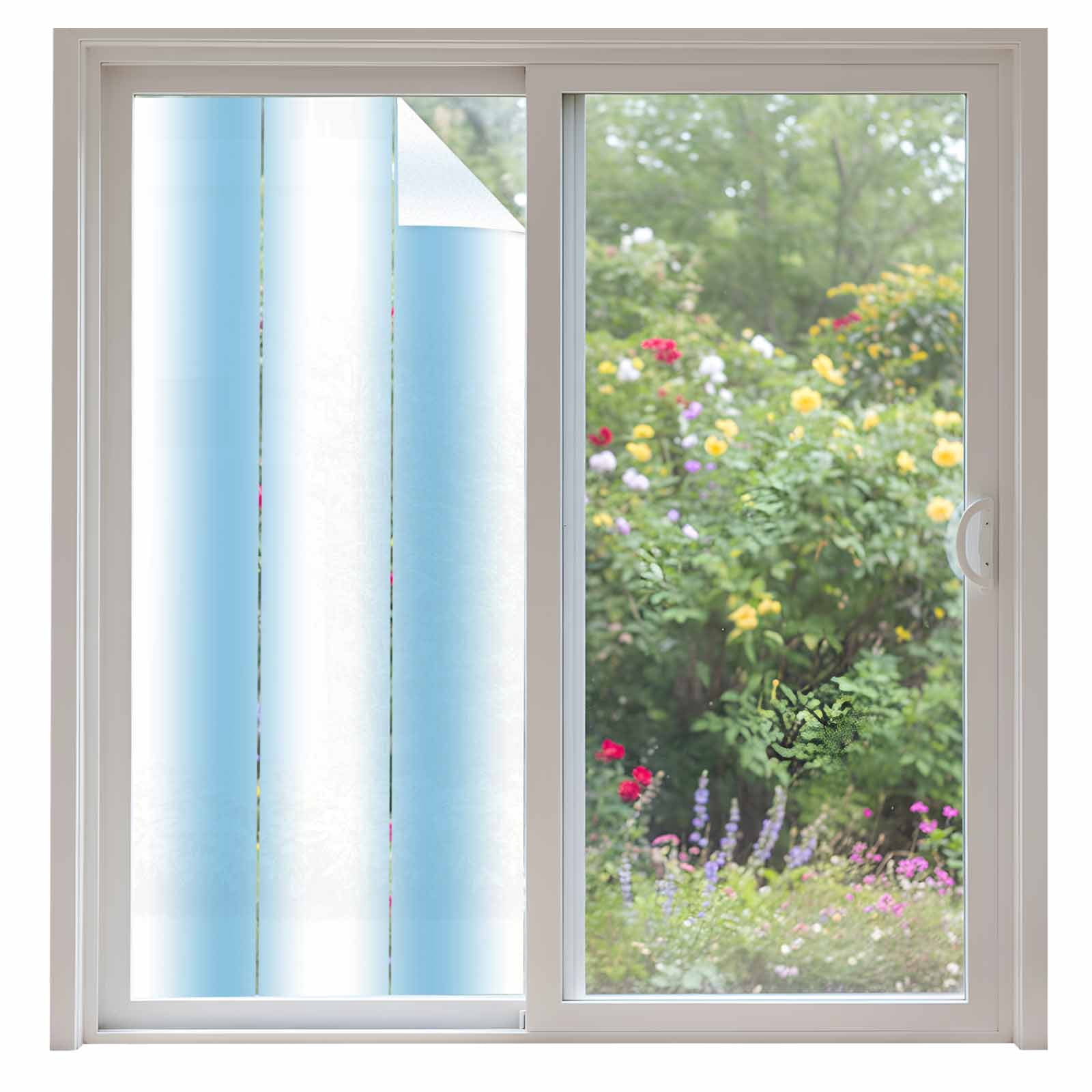 Sky Blue White Window Privacy Film, Gradient Vertical Stripes ...