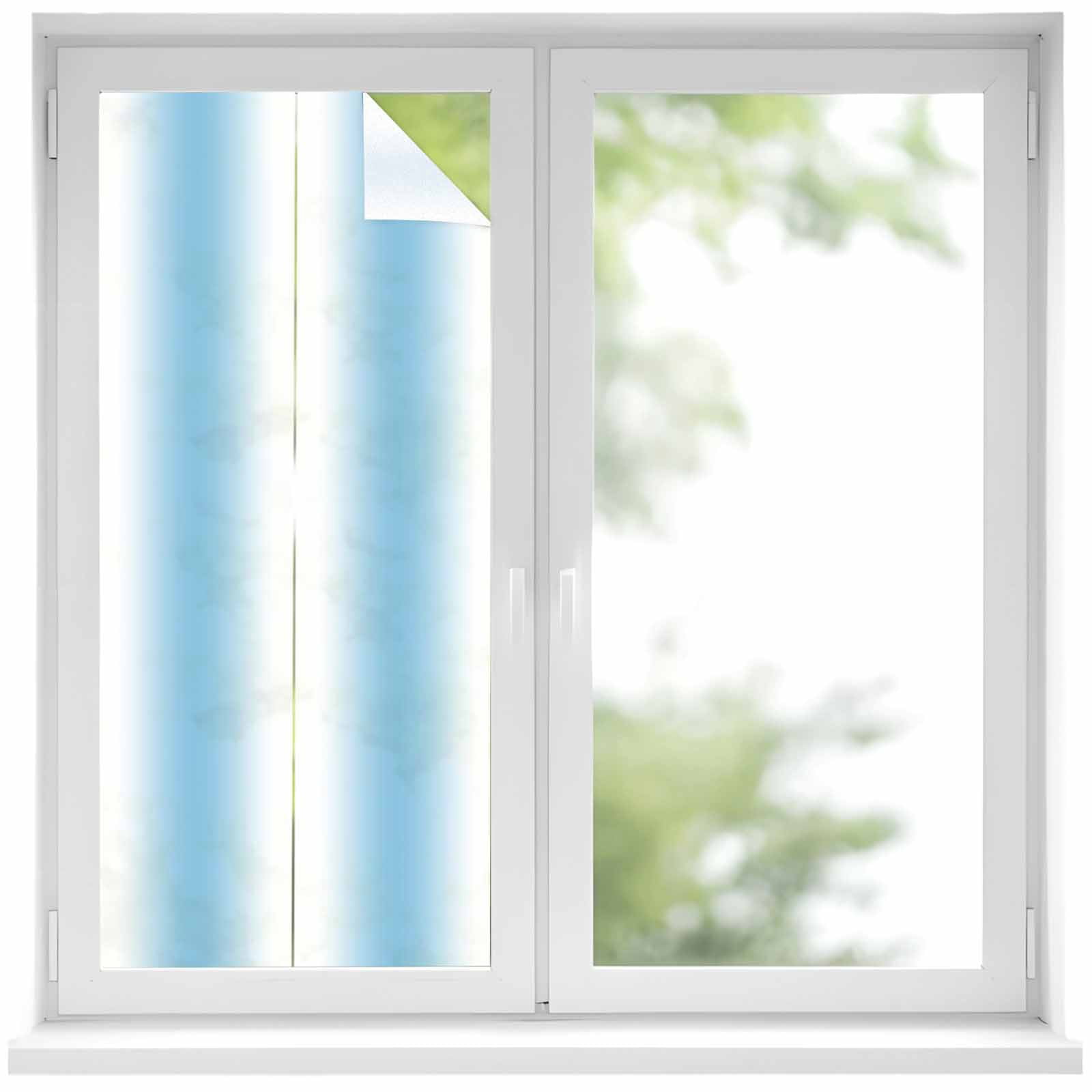 Sky Blue White Window Privacy Film, Gradient Vertical Stripes ...