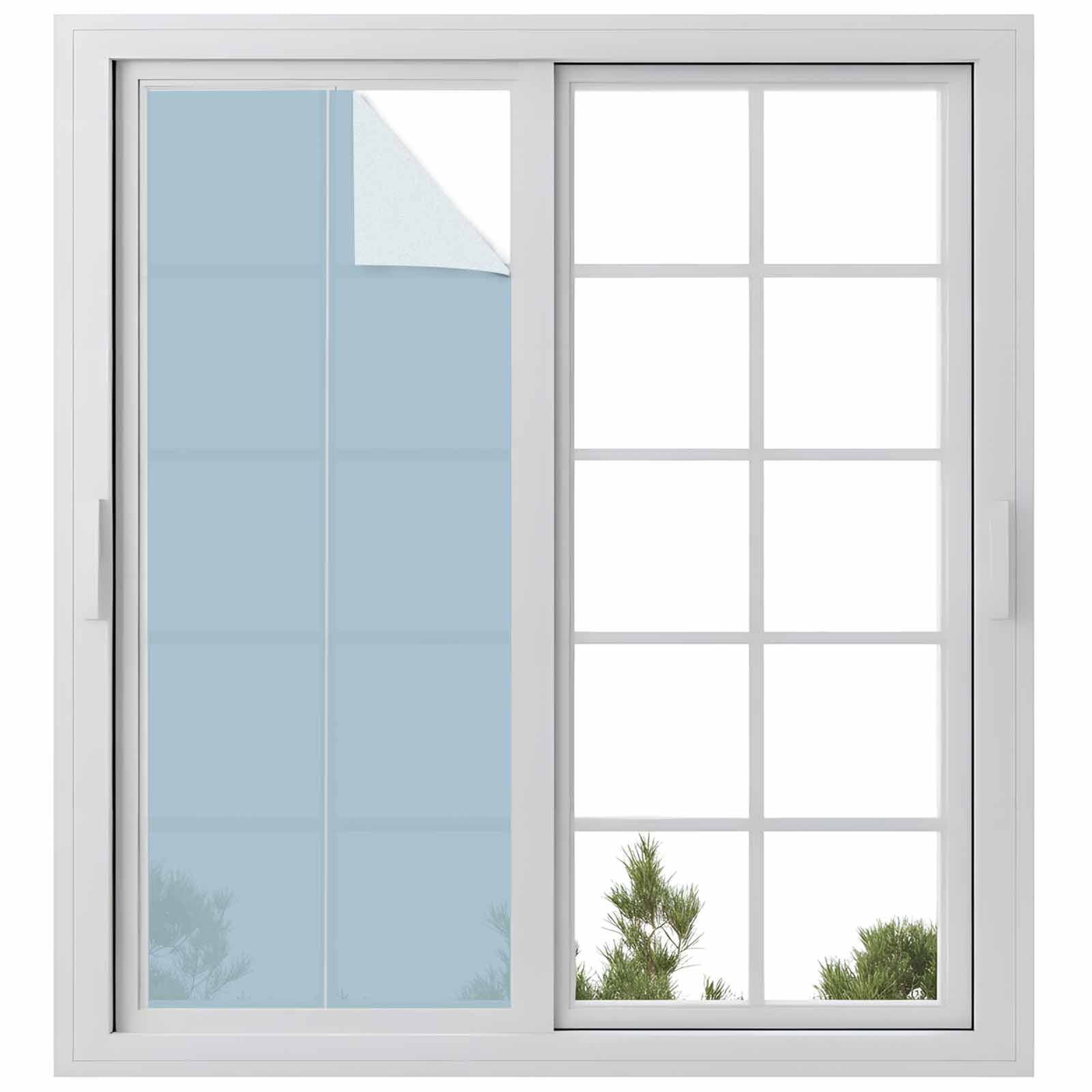 Sky Blue Window Privacy Film, Modern Pure Winter Sky Blue Static Cling ...