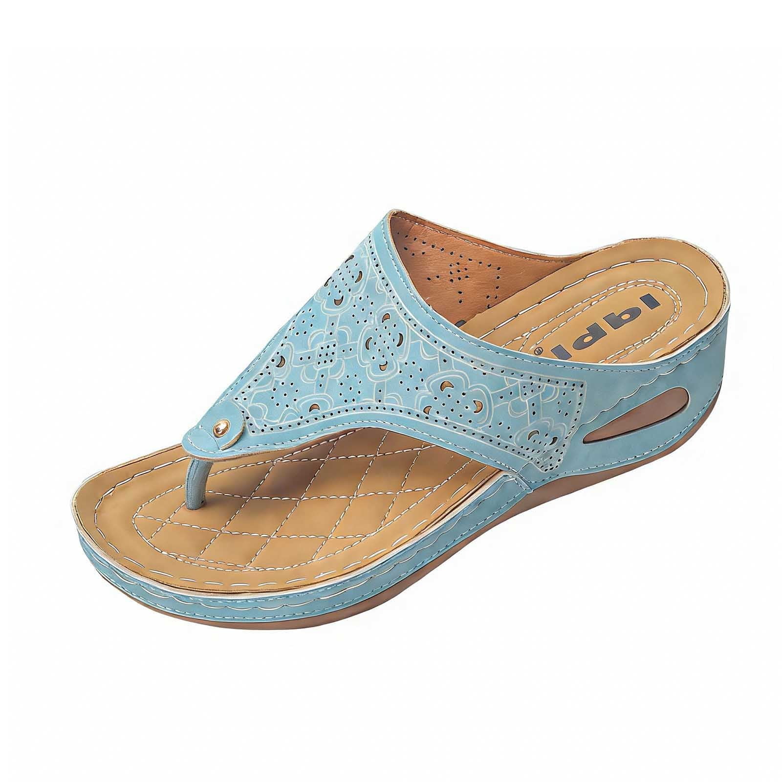 Sky Blue Women'S Sandals Open Toe Wedge Heel With Thick Sole Design For ...