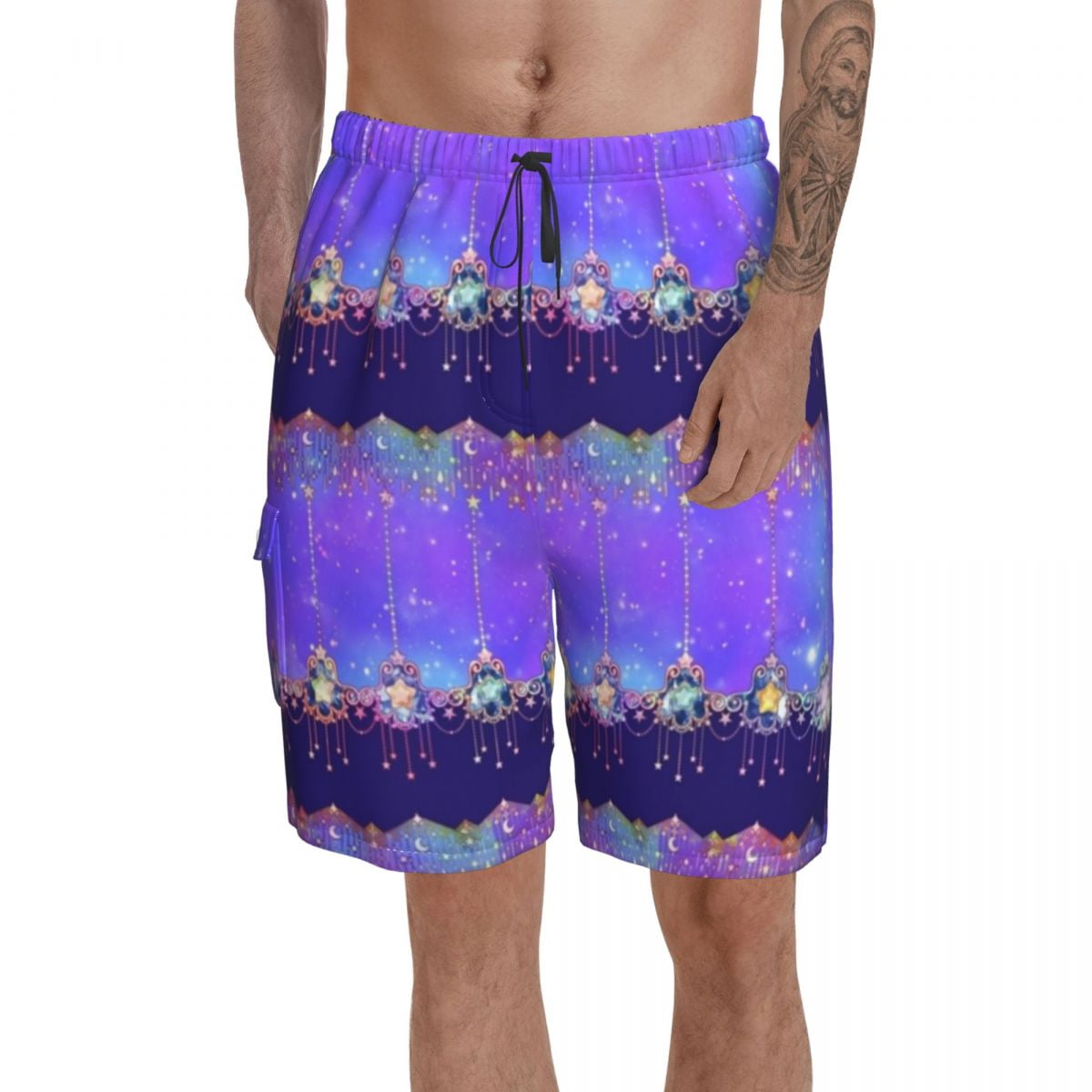 Sky Board Shorts Pattern Beach Swimming Trunks Polyester Men Swim ...