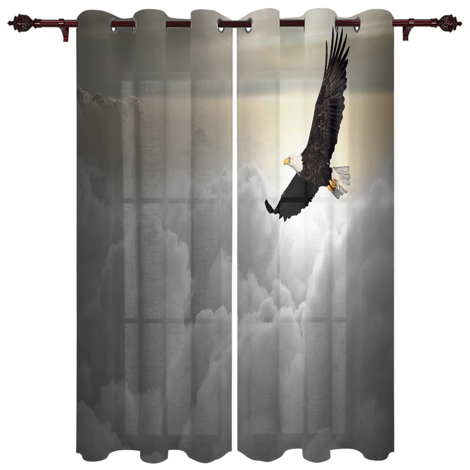 Sky Clouds Eagle Window Curtains for Living Room Luxury Curtains Coffee ...