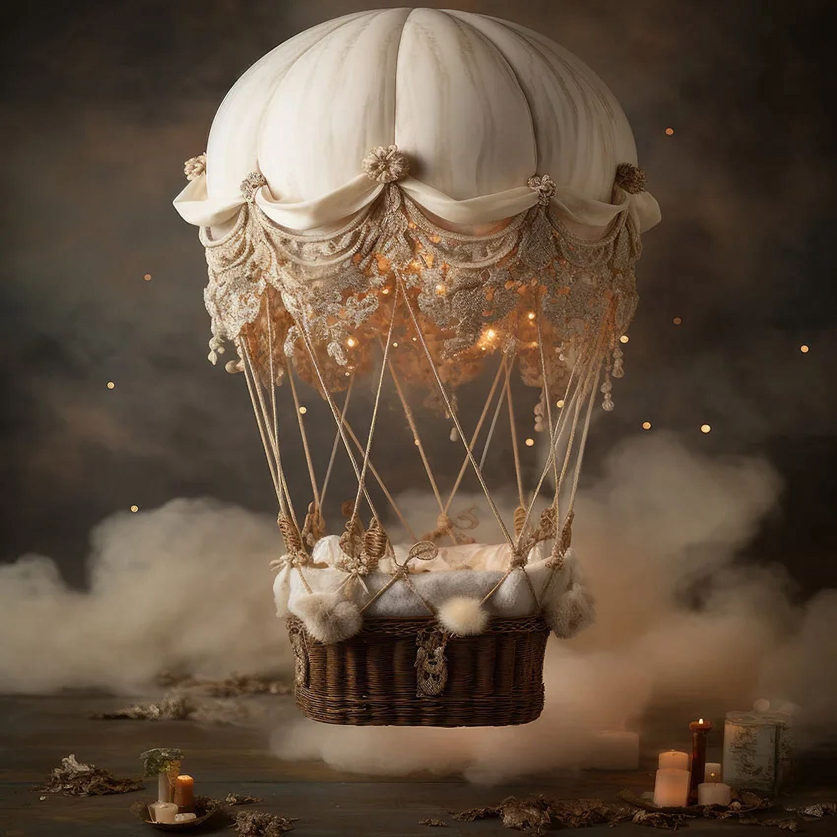 Sky Clouds Hot Air Balloon Kids Birthday Party Cake Smash Portrait r ...