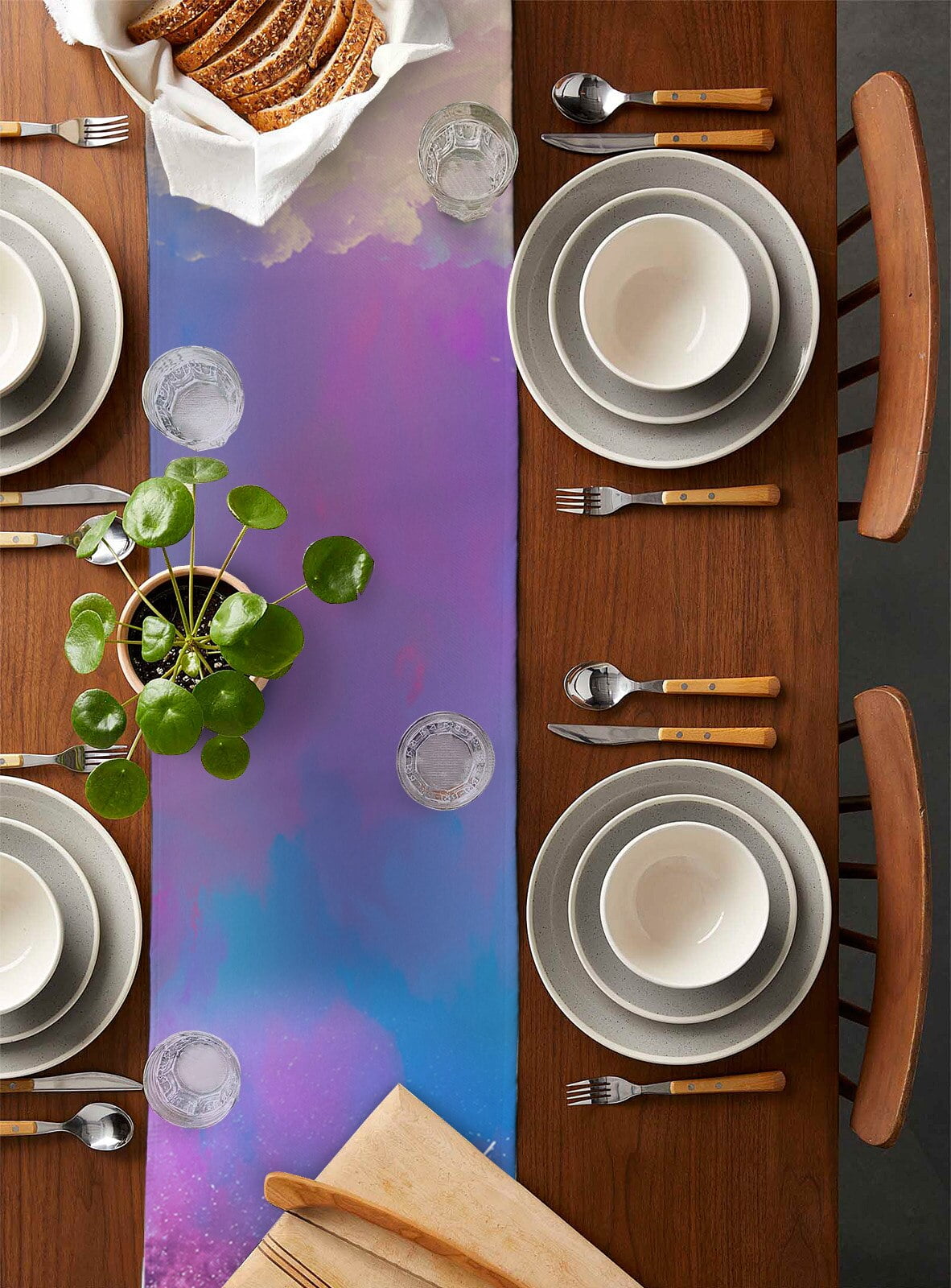 Sky Clouds Night Sky Table Runner Home Wedding Decor Table Flag Mat ...