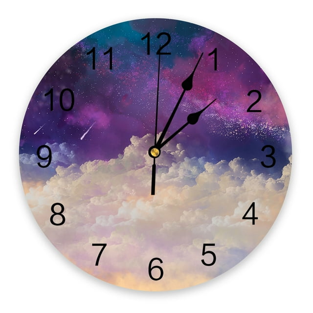 Sky Clouds Night Sky Wall Clock Modern Design Silent Bedroom Living ...