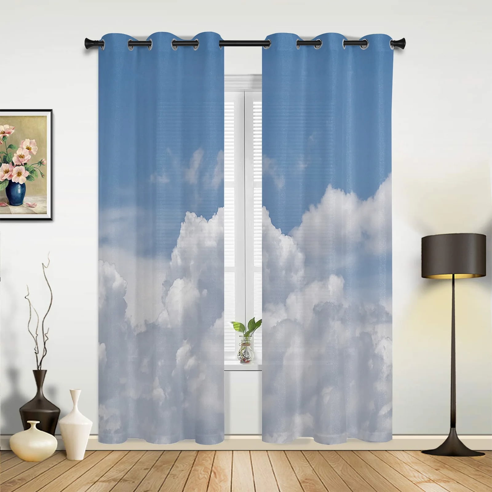 Sky Clouds White Pattern Bedroom High Shading Curtains Living Room ...