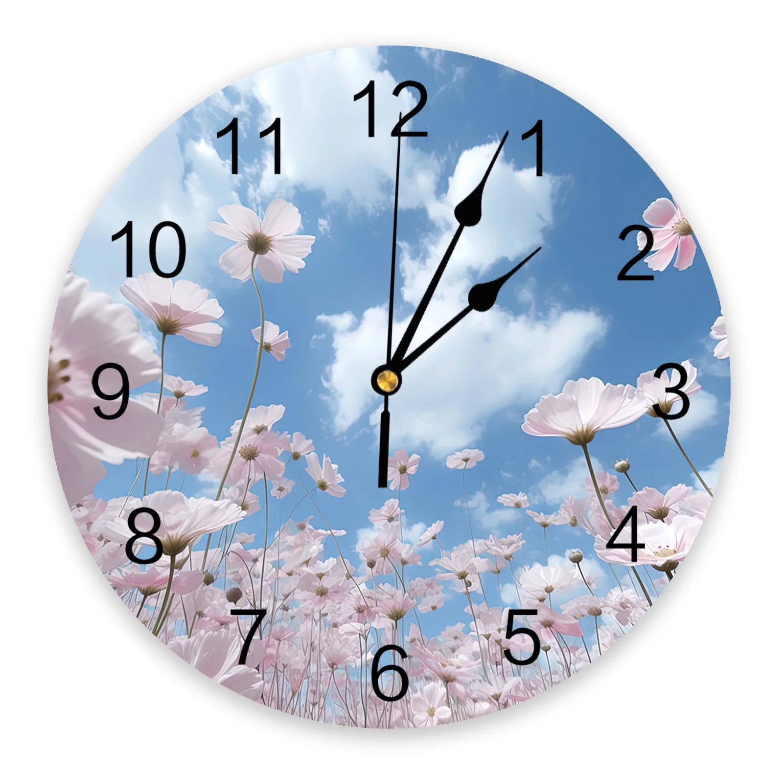 Sky Clouds White Round Wall Clock Modern Design Kitchen Hanging Watch ...