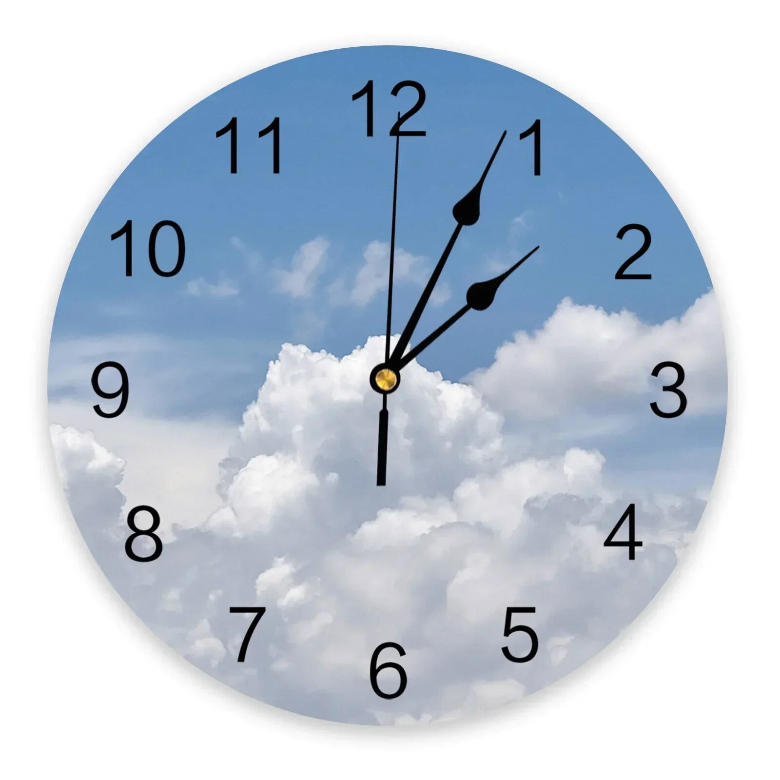 Sky Clouds White Round Wall Clock Modern Design Kitchen Hanging Watch ...