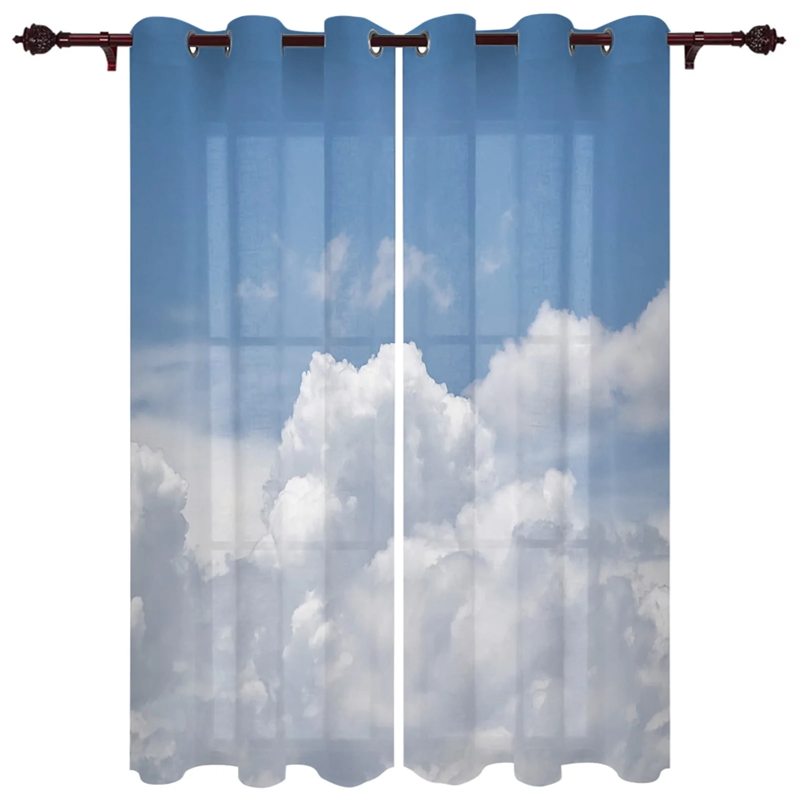 Sky Clouds White Window Curtains for Living Room Bedroom Luxury Modern ...