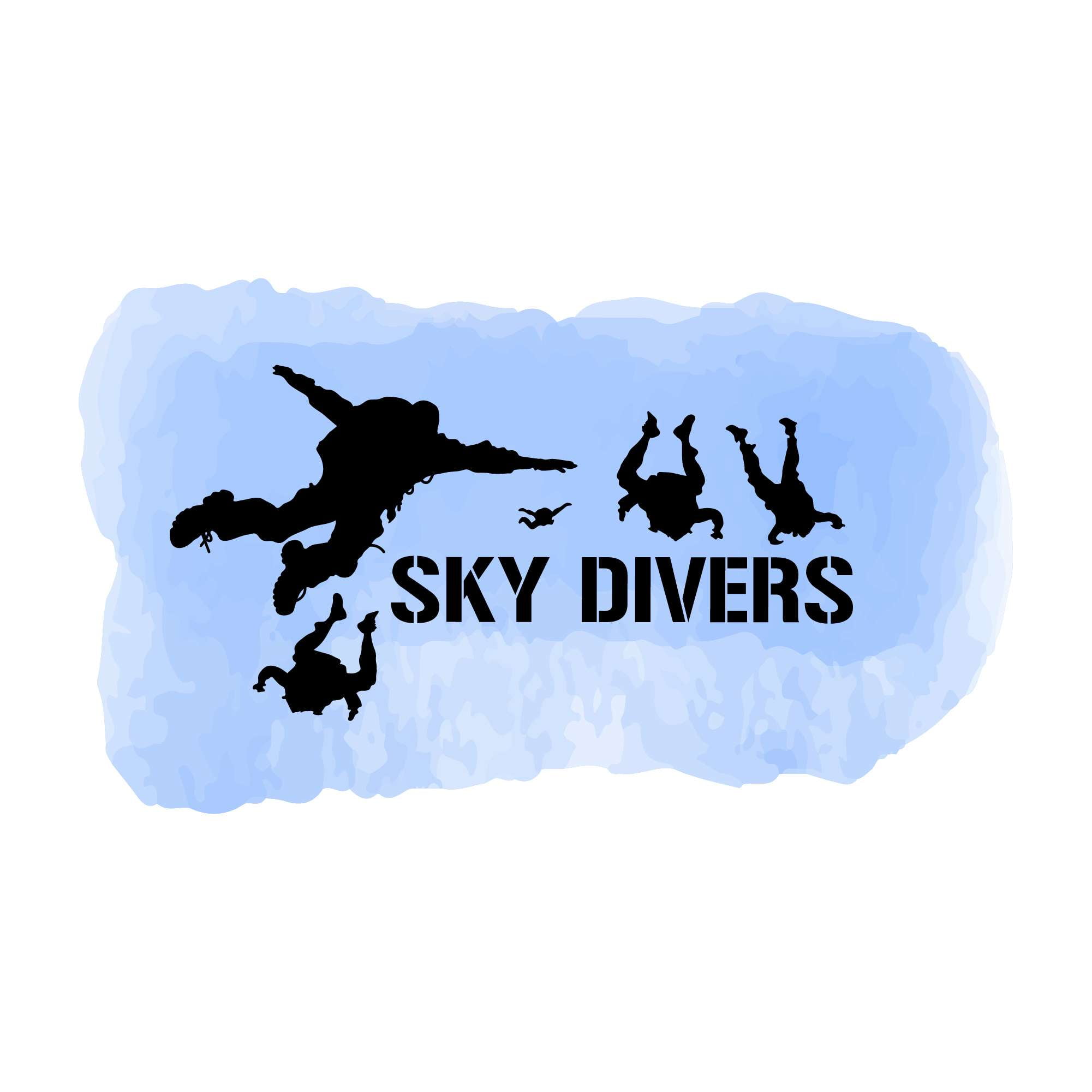 Sky Divers Airborne Heroes Skydivers Watercolor Design Wall Art Sticker ...