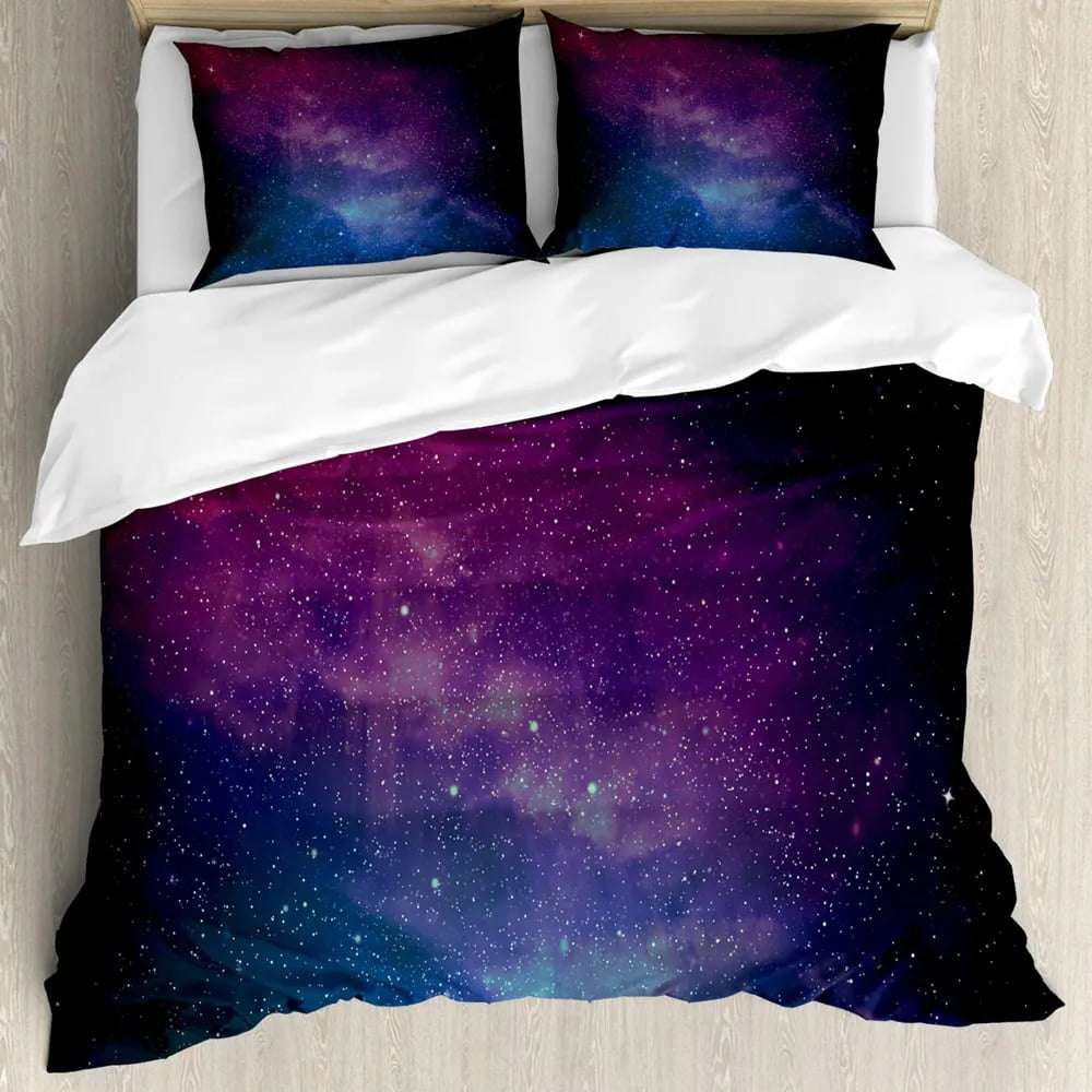 Sky Duvet Cover Set Space Night Time Universe Stars and Nebulas Distant ...