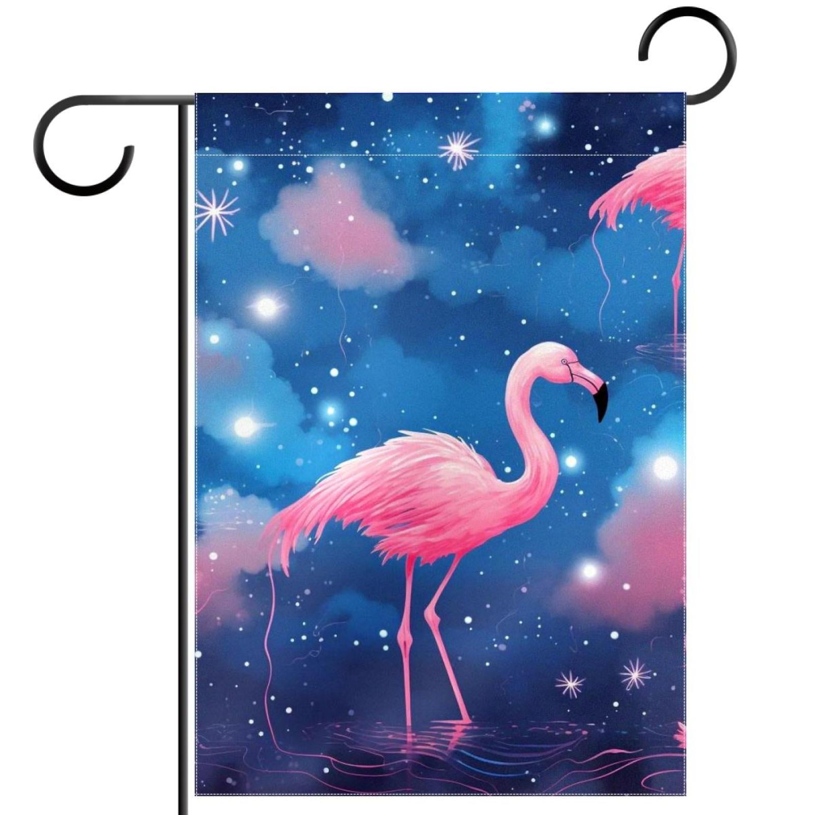 Sky Flamingos Pattern Garden Flag 12x18 Inch Double Sided Outdoor Yard ...