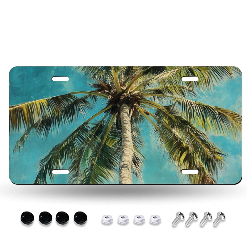 Sky - Framed Coconut Palm License Plate Frame, Decorative Novelty ...