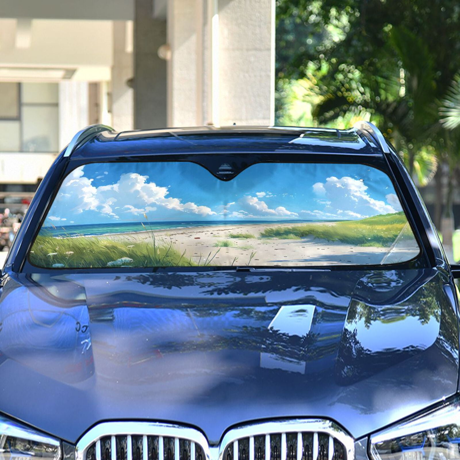 Sky Grass Sea Beach Automotive Front Car Windshield Sun Shade Reflector ...