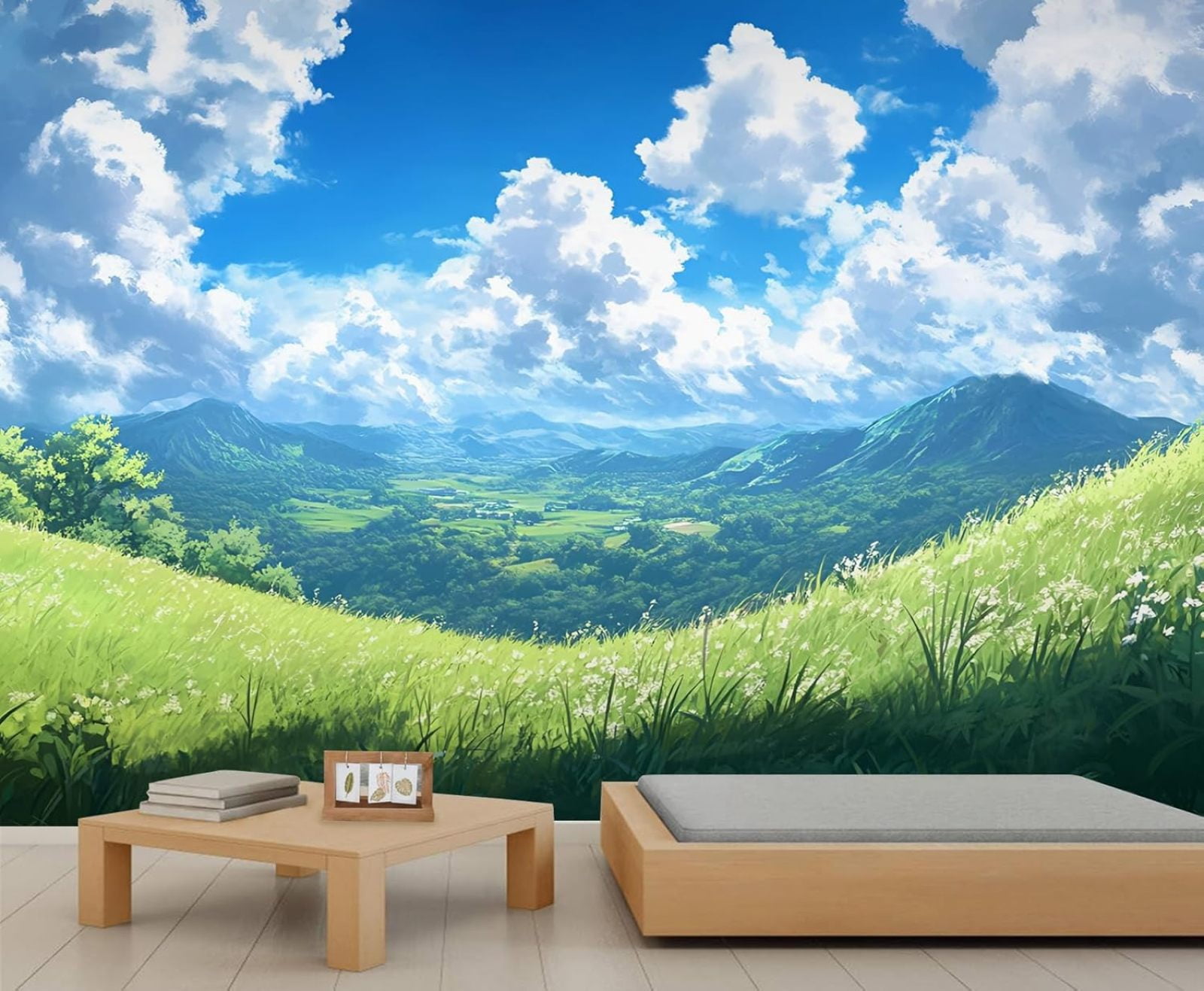 Sky Grassland Wall Murals For Bedroom - Natural Scenery Murals ...