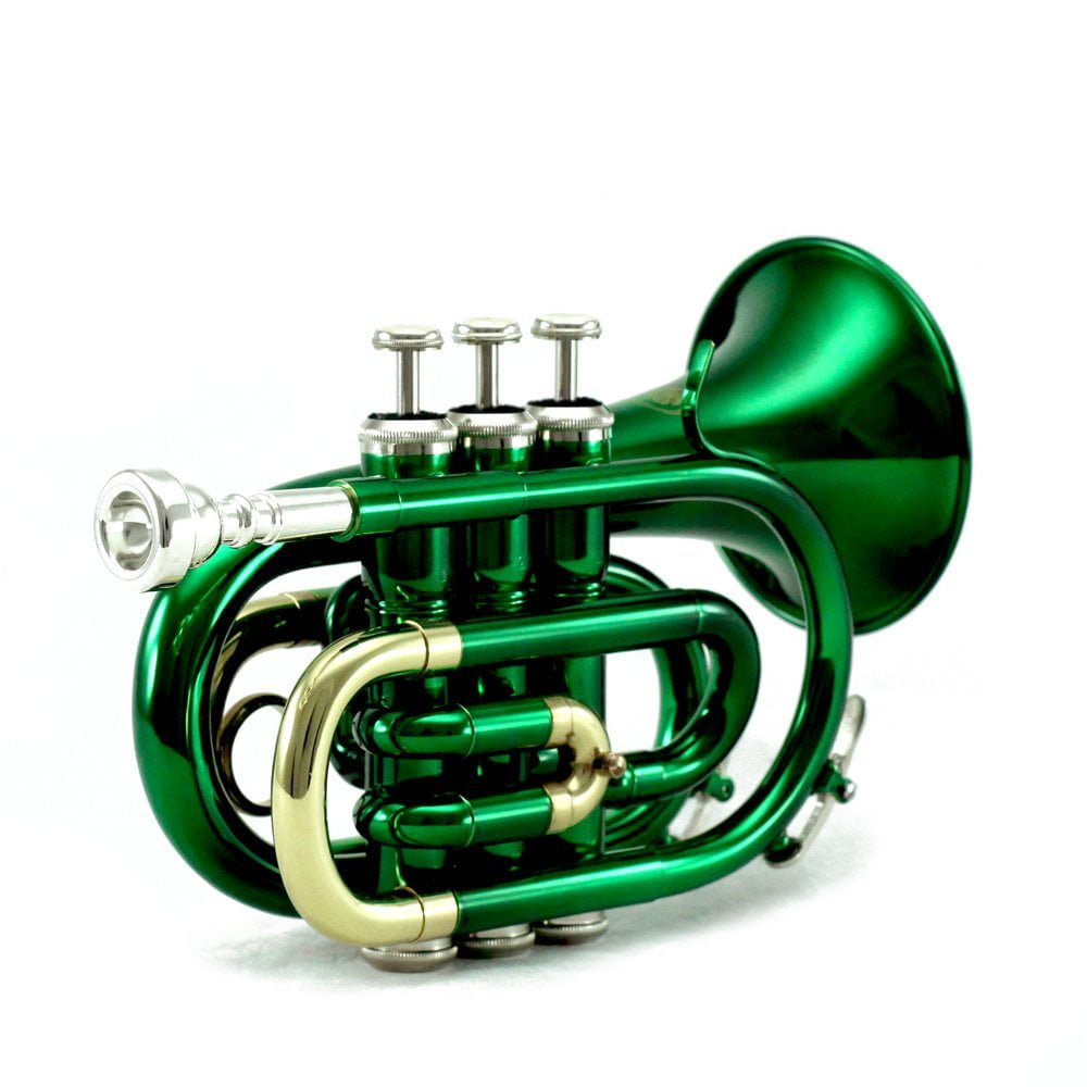 Sky Green Bb Pocket Trumpet with Case, Cloth, Gloves and Valve Oil ...