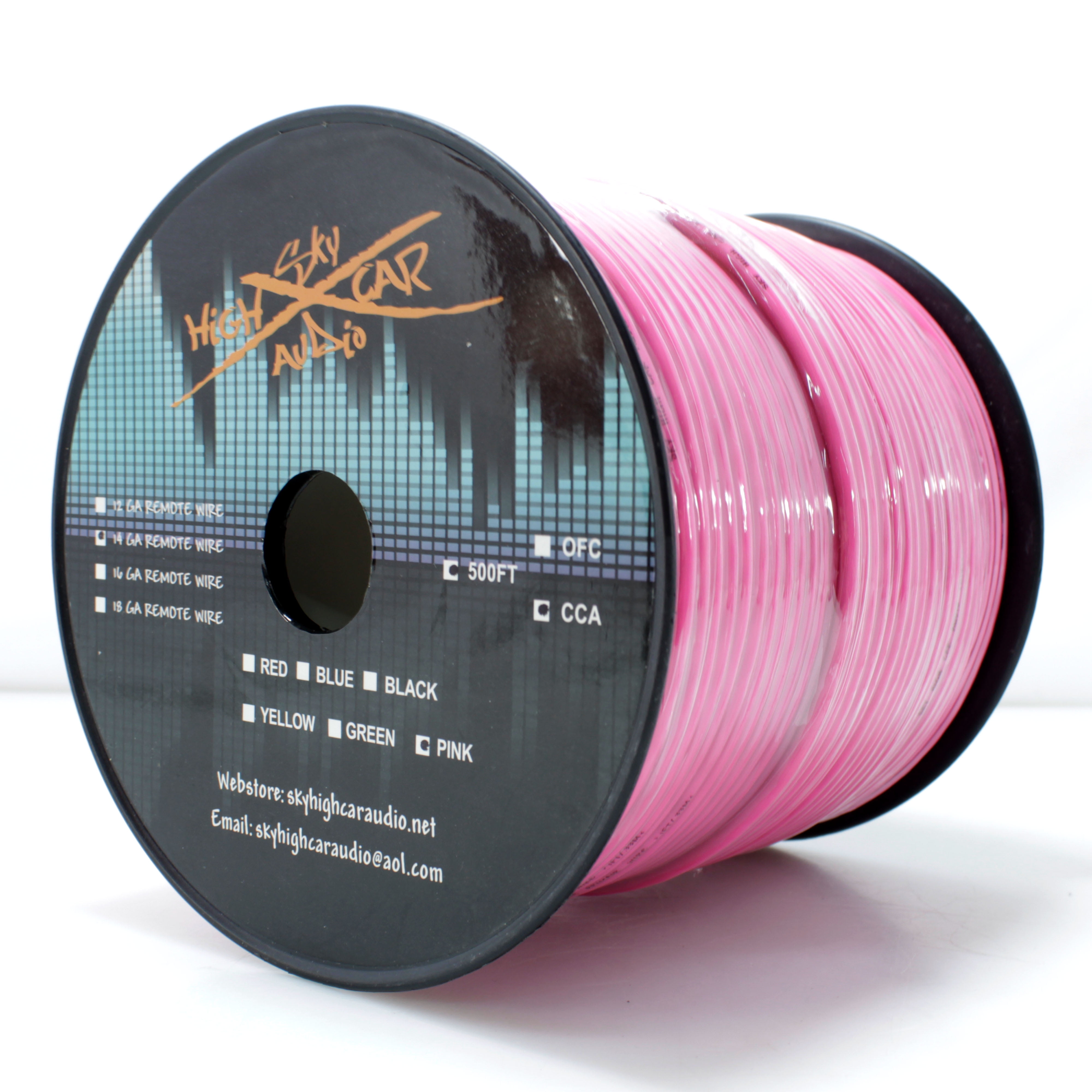 Sky High Car Audio 14 GA Copper Clad Aluminum Primary/Remote Wire Pink ...