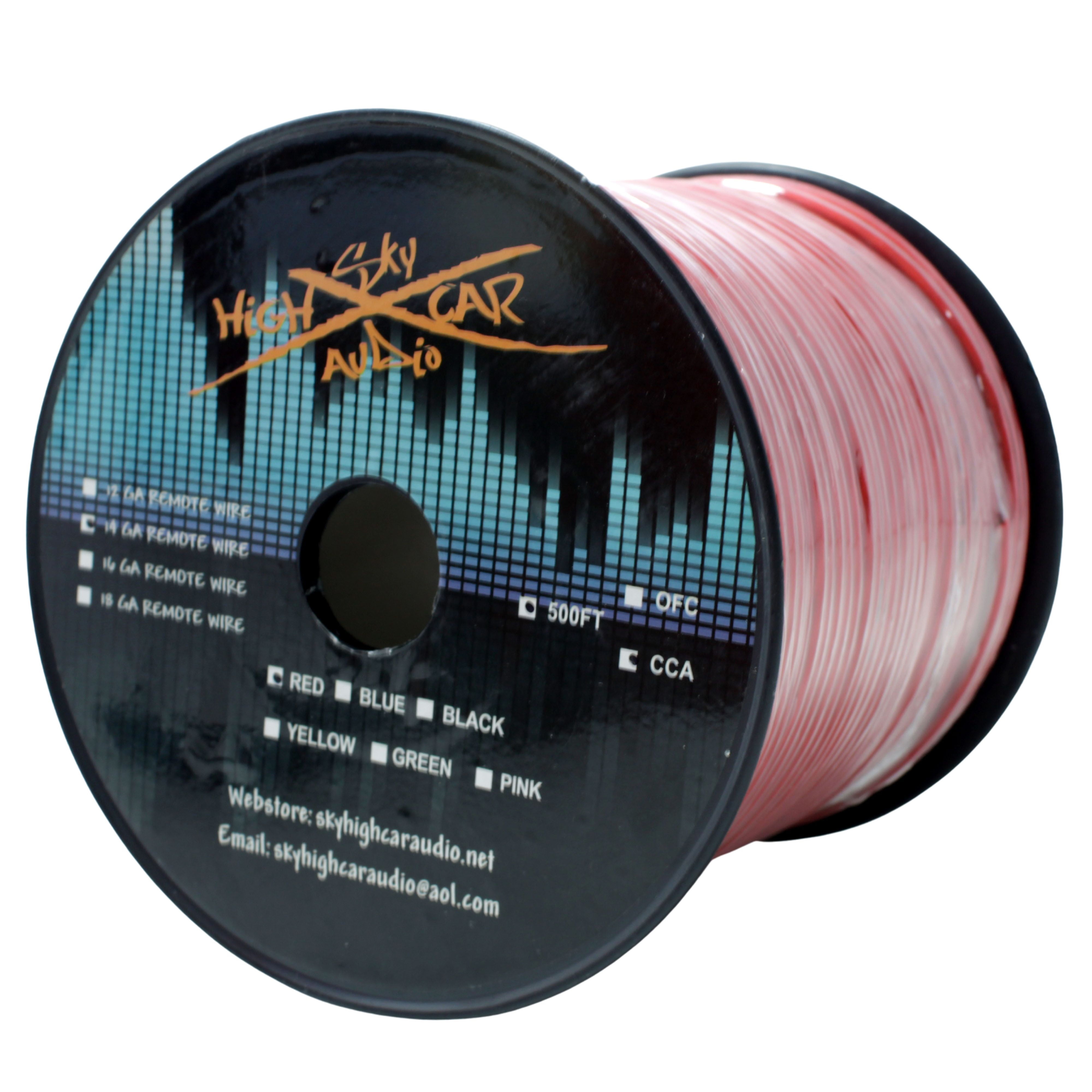 Sky High Car Audio 14 GA Copper Clad Aluminum Primary/Remote Wire Red ...