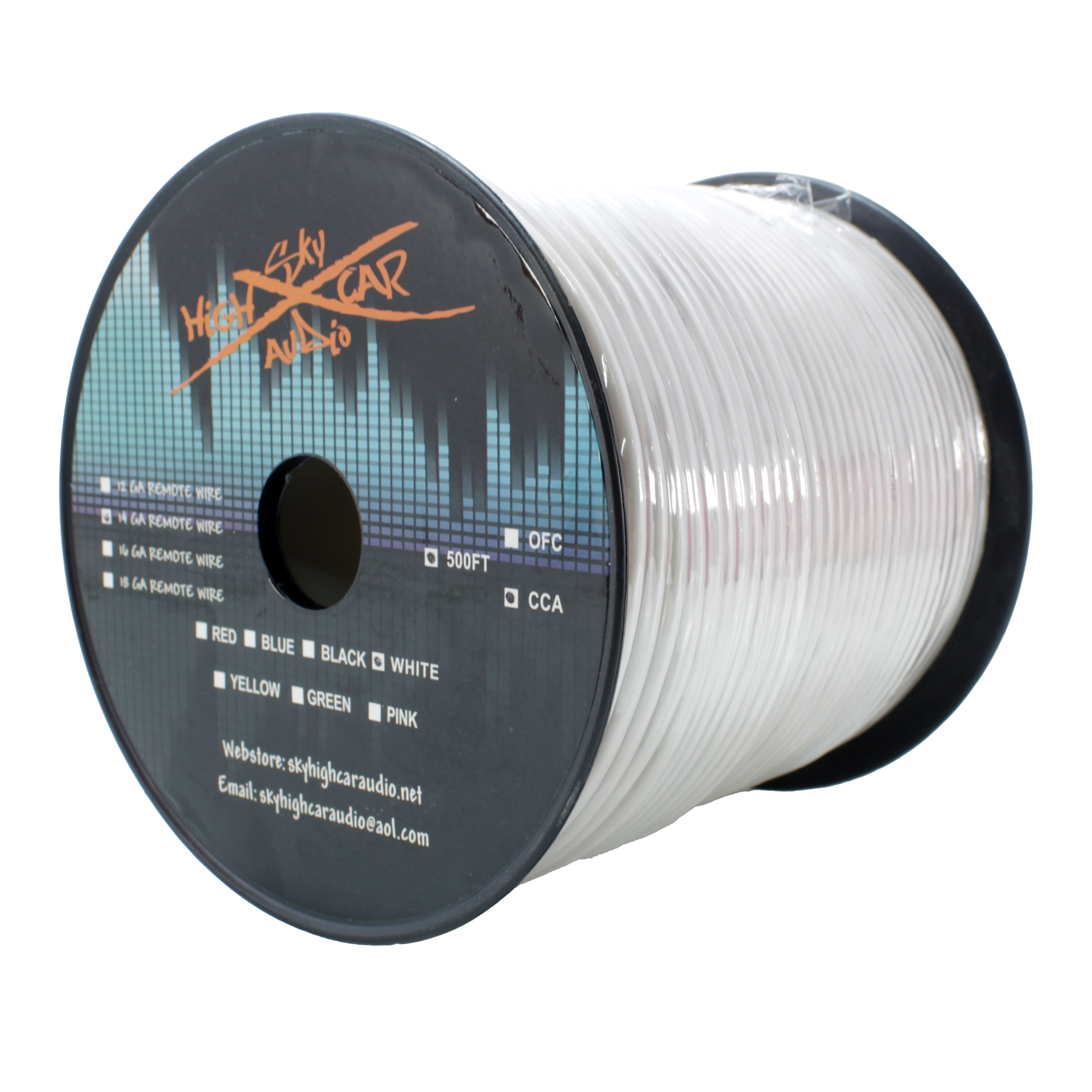 Sky High Car Audio 14 GA Copper Clad Aluminum Primary/Remote Wire White ...