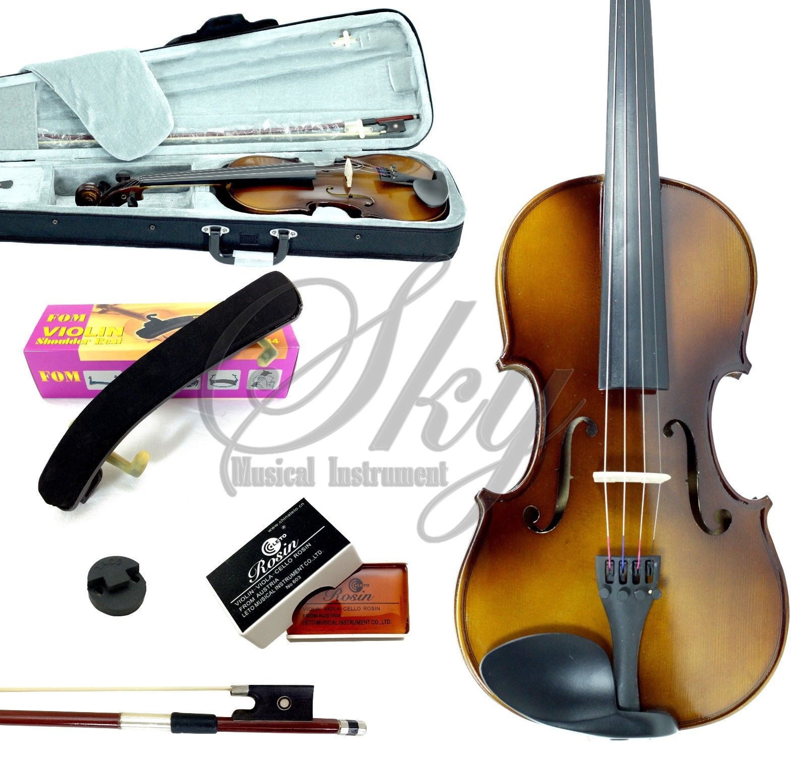 Sky High Quality Sound 1/4 Size Student Beginner Violin Fiddle Outfit ...