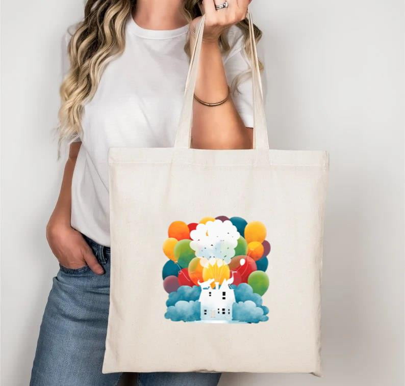 Sky Home Tote Bag with Castle In The Sky Floating Ghibli Fantasy Design ...