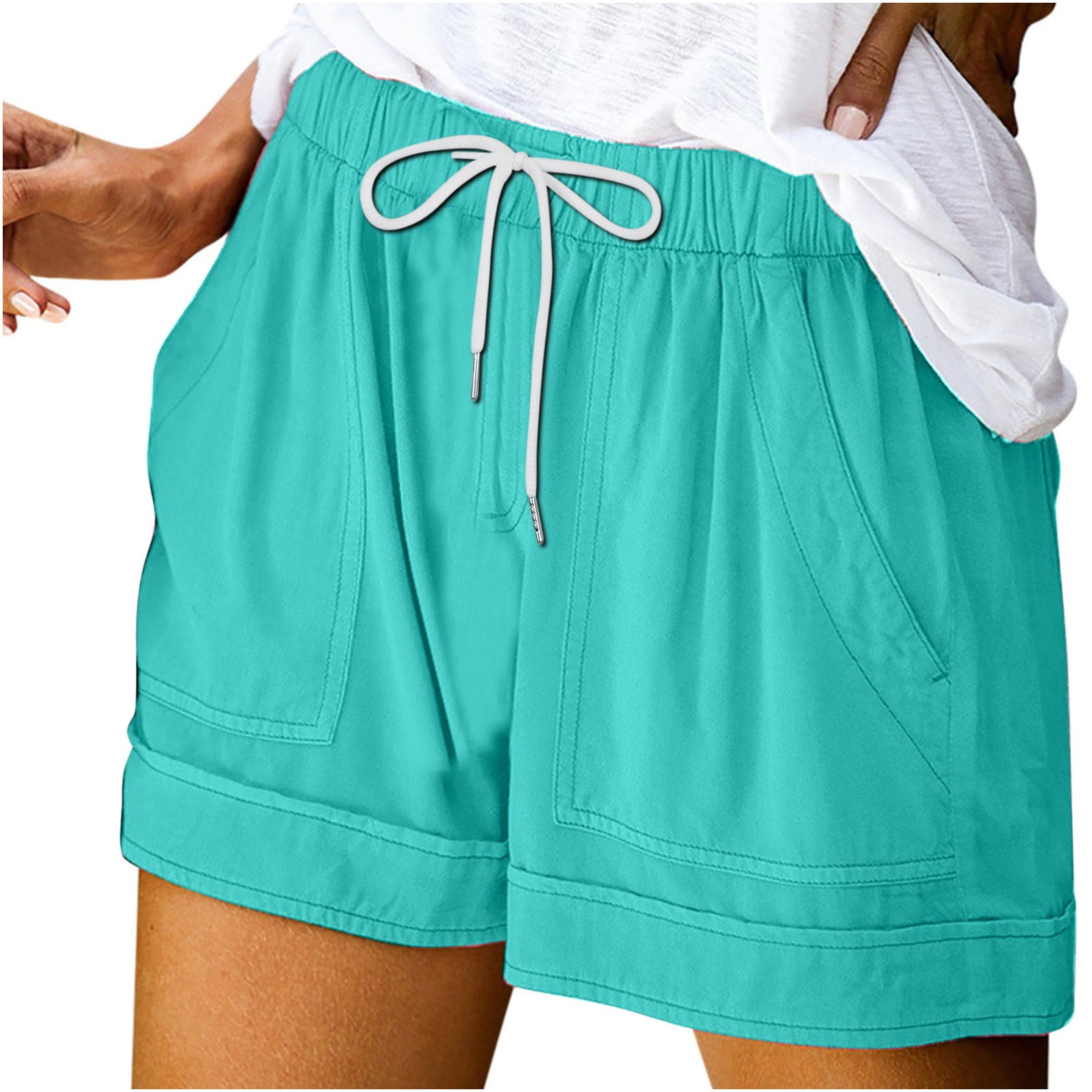 Sky Light Blue Spandex for Ladies Summer Fall Loose Fit Brunch Pleated ...