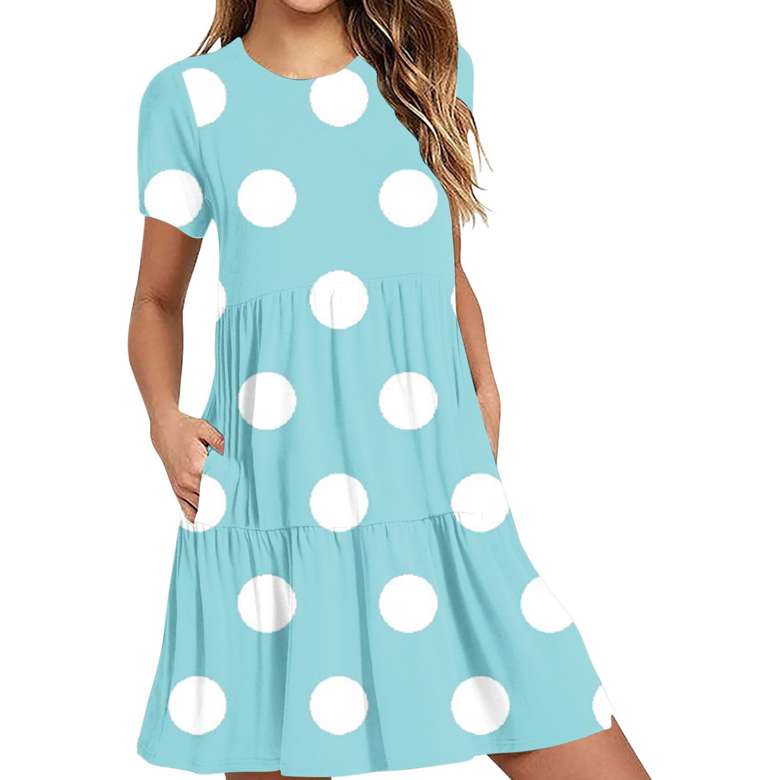 Sky Light Blue Women Brunch Short Sleeve One Shoulder Dresses for Women ...