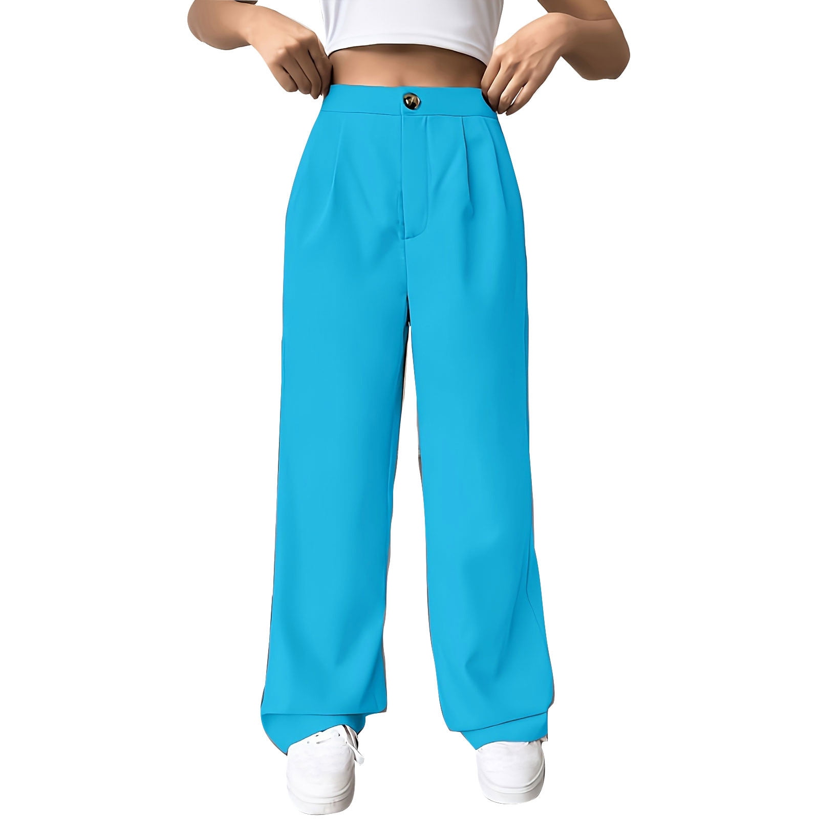 Sky Light Blue Womens Work Office Elegant Brunch Pants Blazers Outfits ...