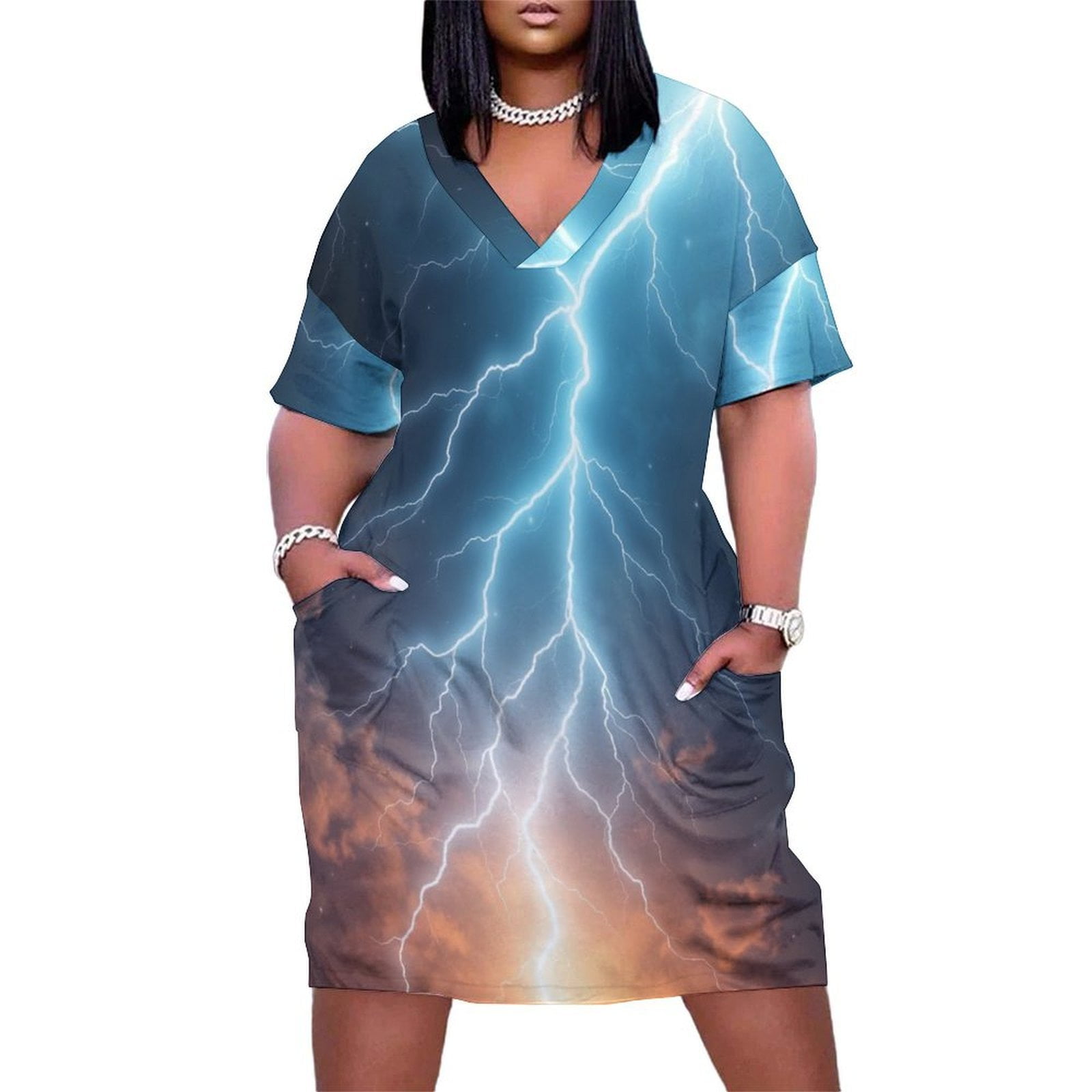 Sky Lightning Storm Loose Pocket Dress Party Dresses for Women Elegant ...