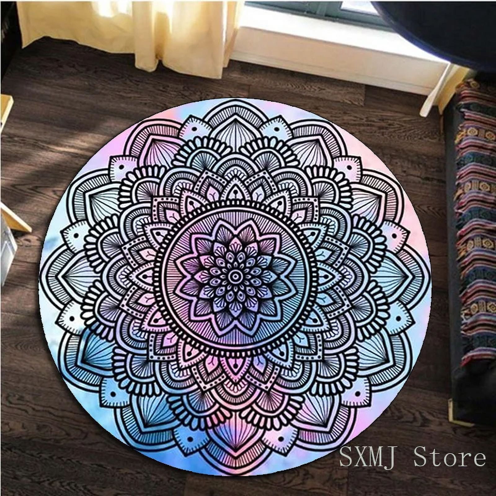 Sky Mandala Round Area Rug Carpet Side Table Mats Sofa Foot Pad Chair ...