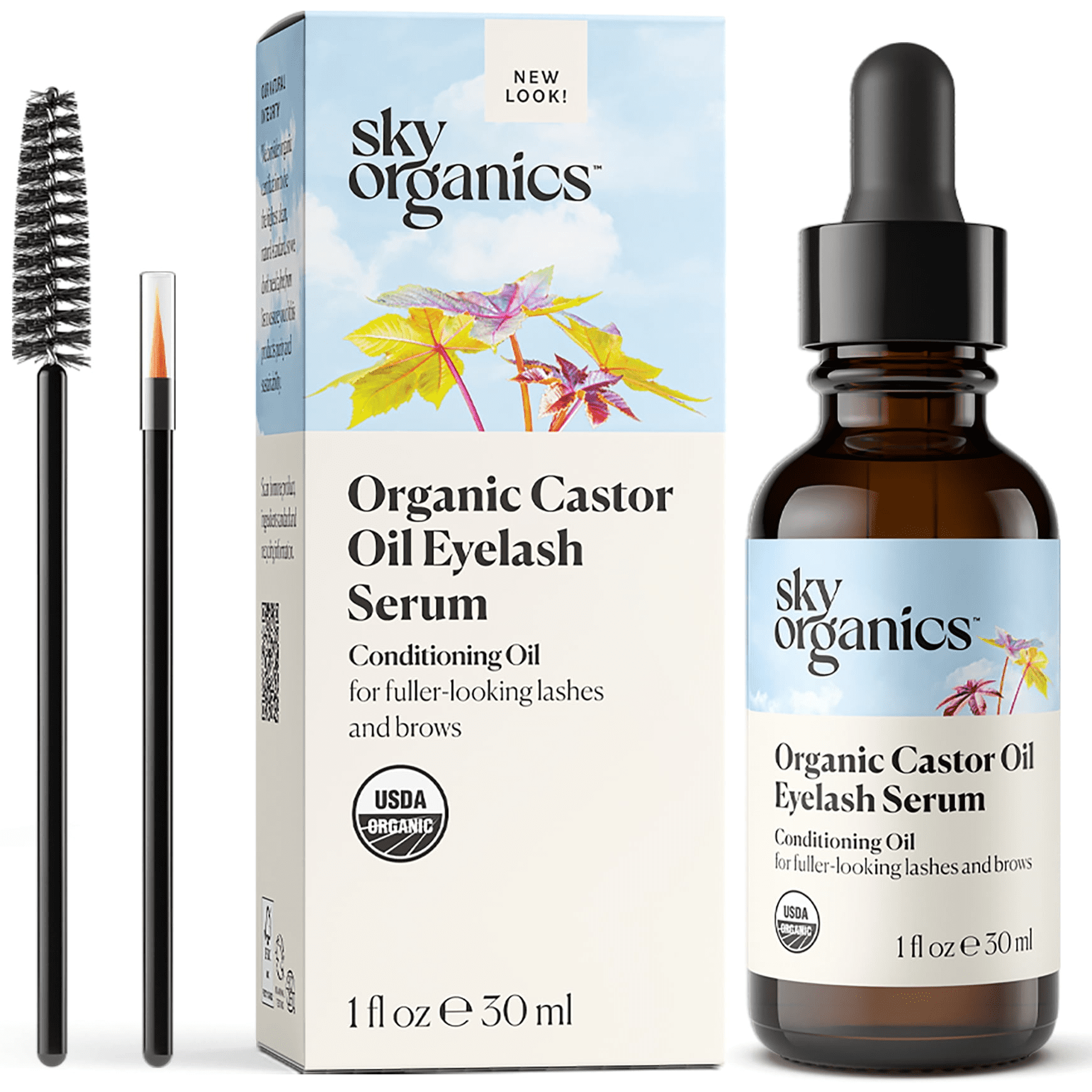 Sky Organics Organic Castor Oil Eyelash Serum For Fuller Looking Lashes