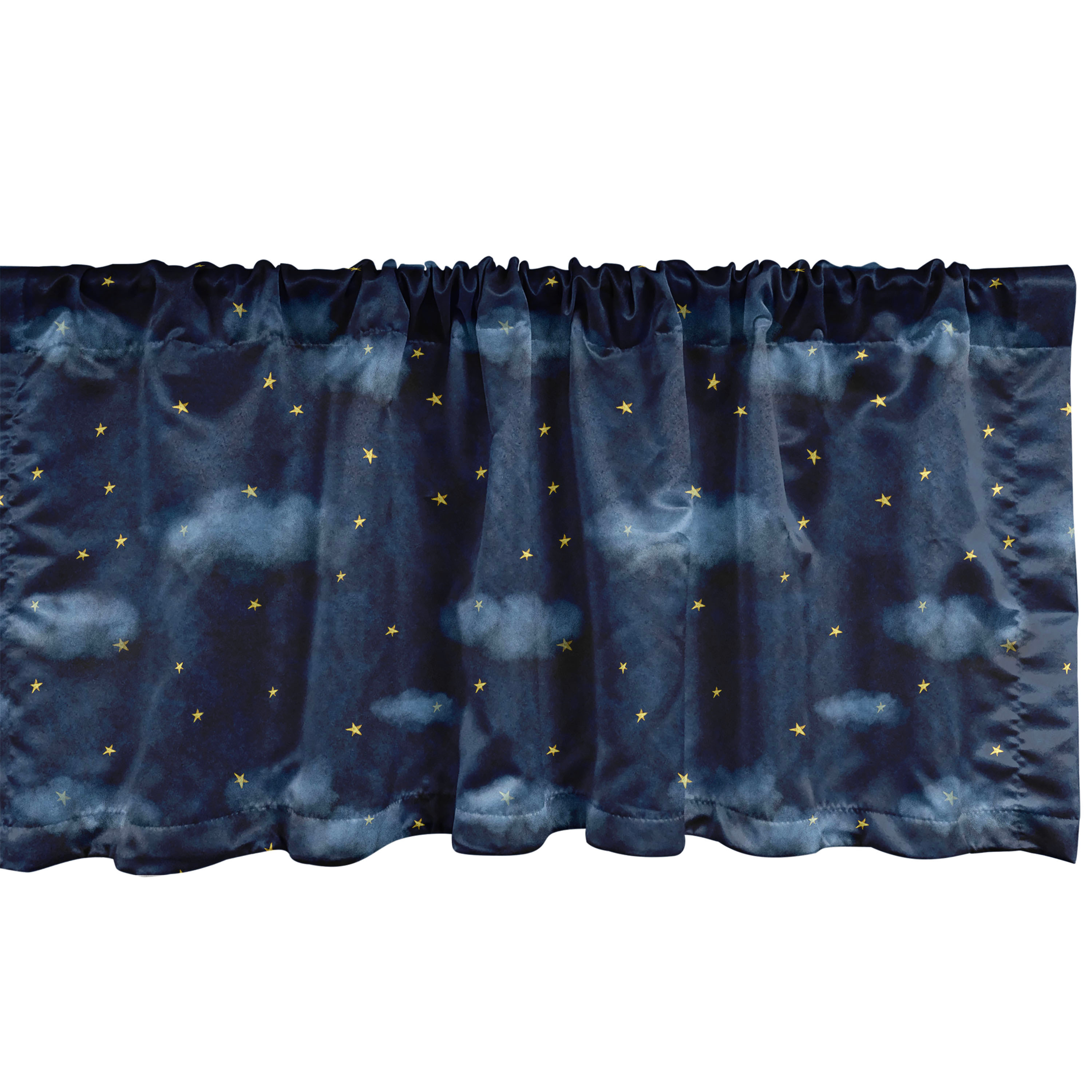 Sky Print Window Valance, Night Time Pattern with Clouds and Stars Make ...