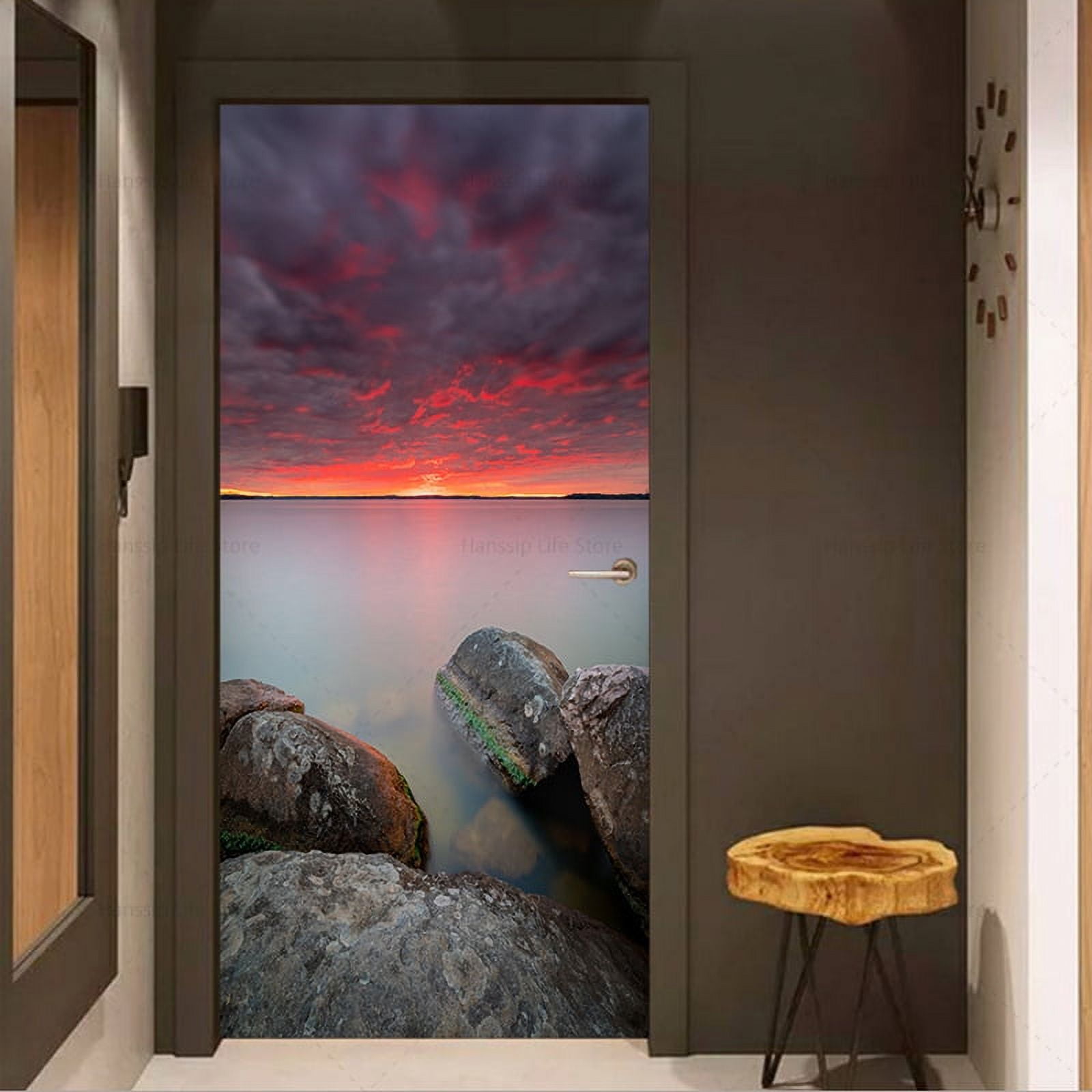 Sky Scenery Door Mural Stickers Self Adhesive Waterproof PVC Wallpaper ...