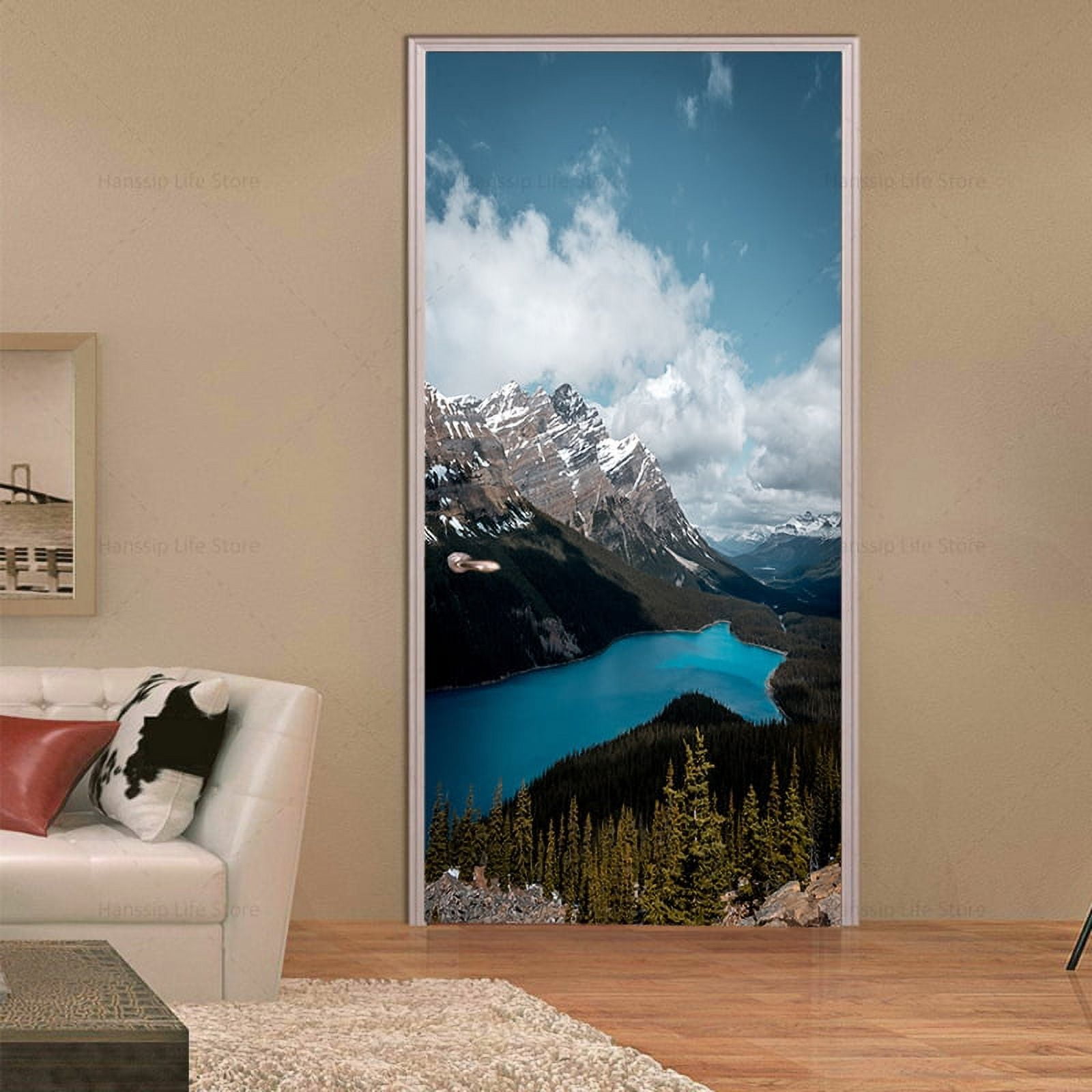Sky Scenery Door Mural Stickers Self Adhesive Waterproof PVC Wallpaper ...