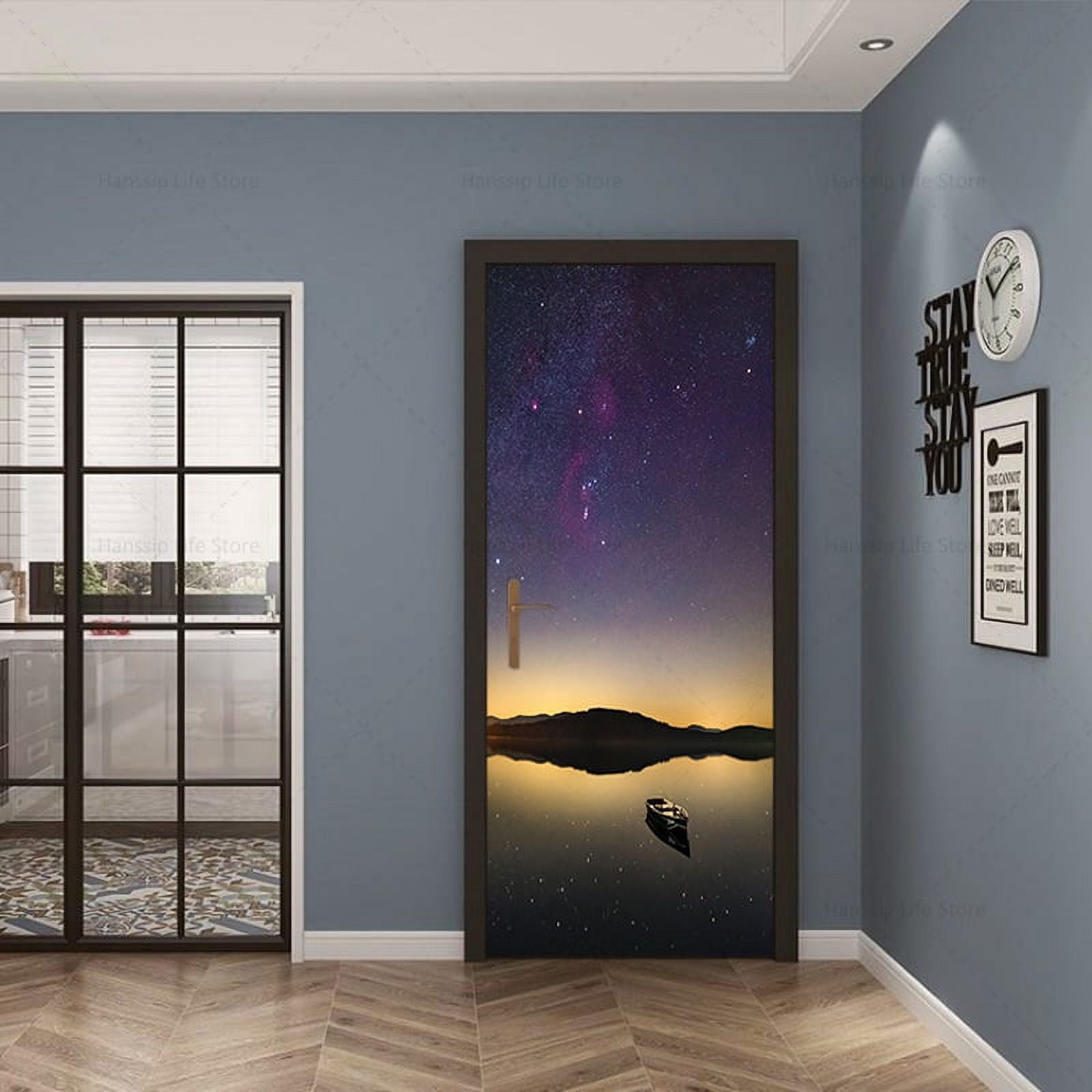 Sky Scenery Door Mural Stickers Self Adhesive Waterproof PVC Wallpaper ...