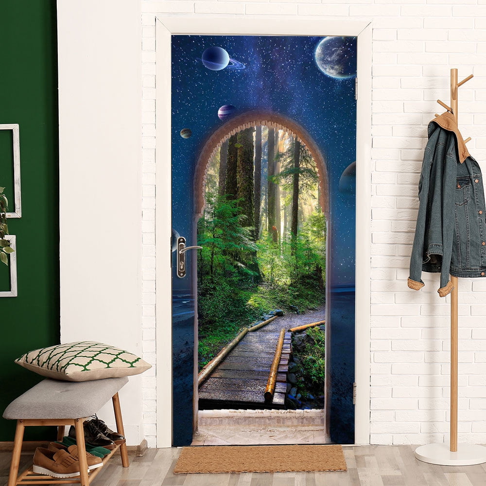 Sky Scenery Door Mural Stickers Self Adhesive Waterproof PVC Wallpaper ...