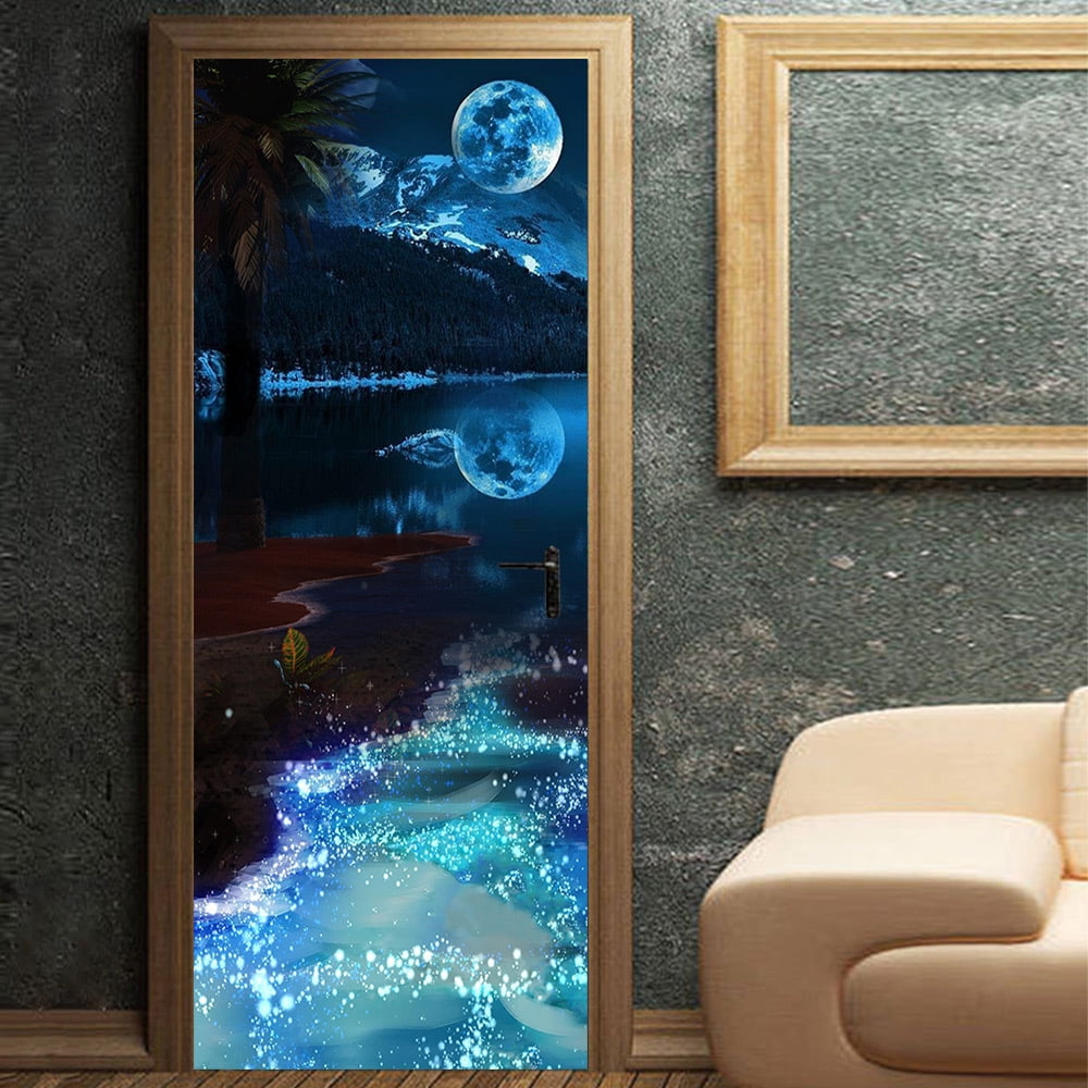 Sky Scenery Door Mural Stickers Self Adhesive Waterproof PVC Wallpaper ...