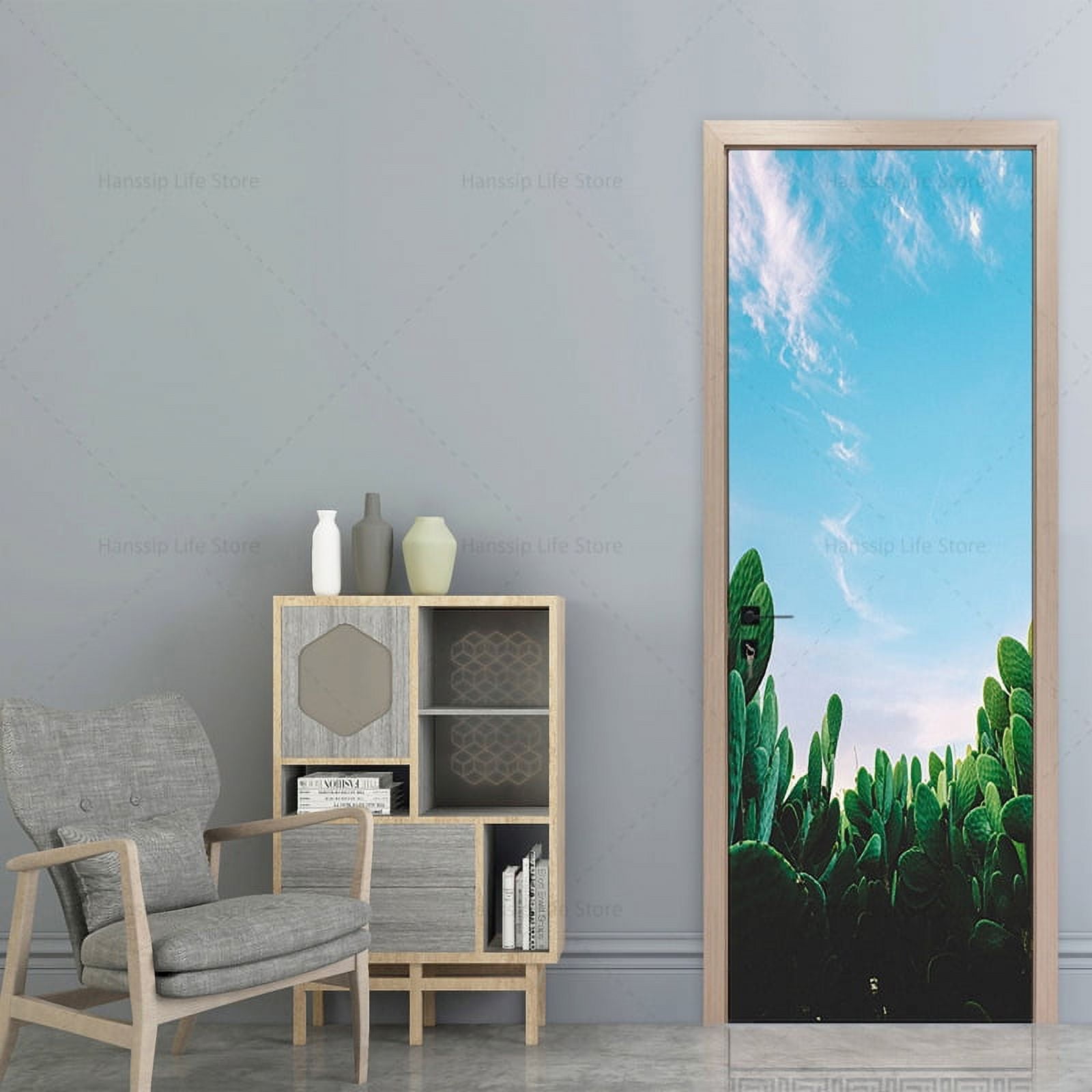 Sky Scenery Door Mural Stickers Self Adhesive Waterproof PVC Wallpaper ...