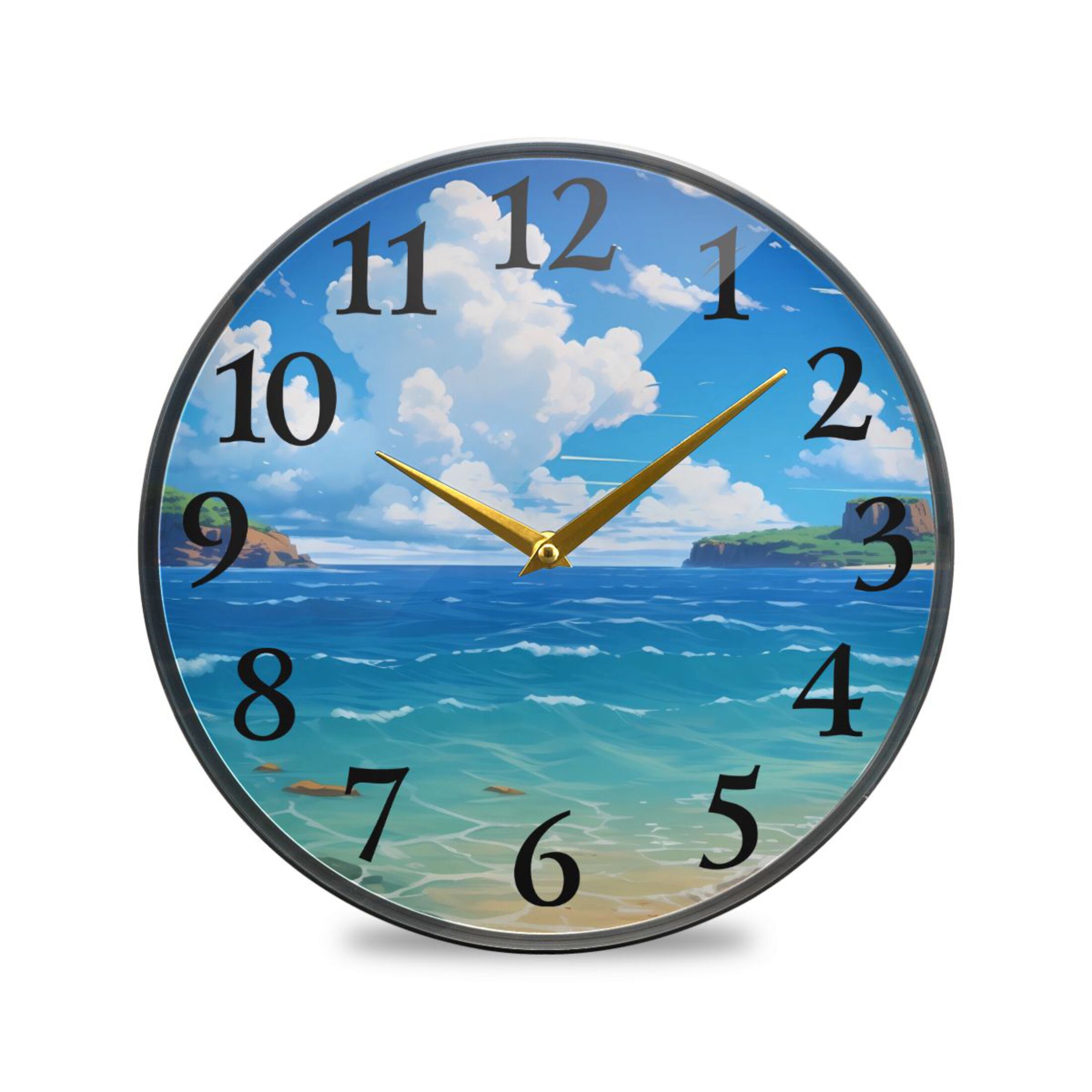 Sky Sea Landscape Wall Clocks Battery Operated 9.5 Inch Round Clock ...