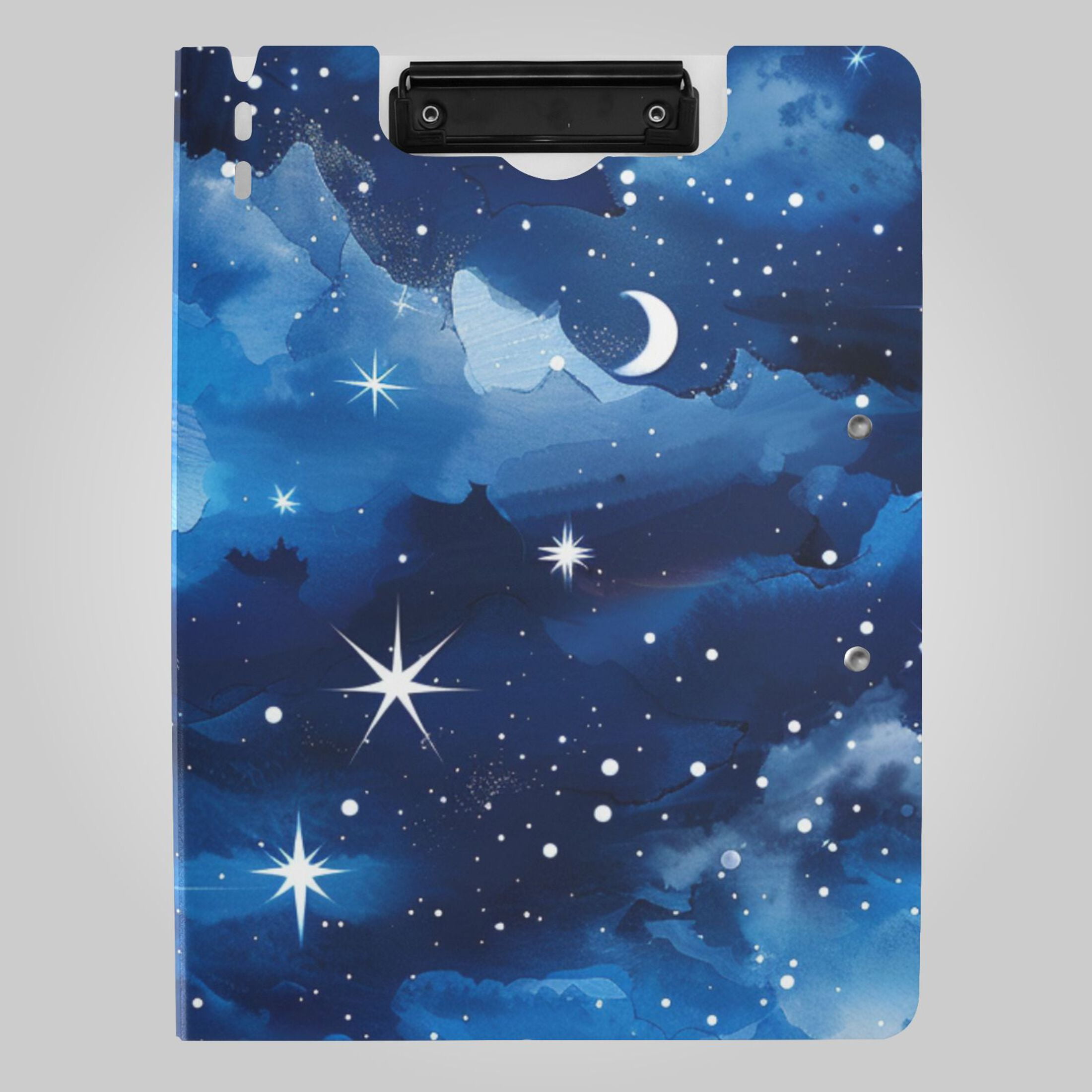 Sky Shining Stars Clouds Moon Foldable Binder Folder Clipboard with Pen ...