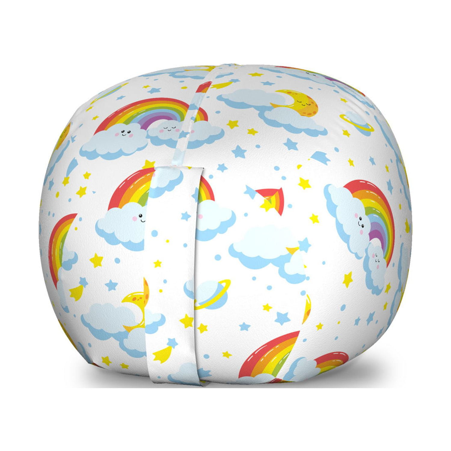 Sky Storage Toy Bag Chair, Rainbow with Cosmos Planets Sun Rain Clouds ...